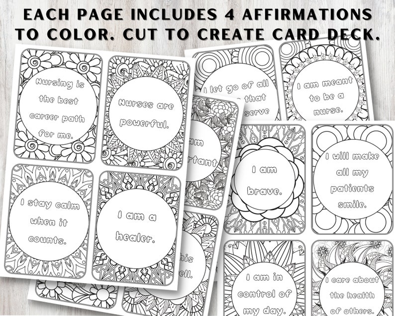 Printable Affirmation Cards for Nurses | Colorable Self Love Deck ...