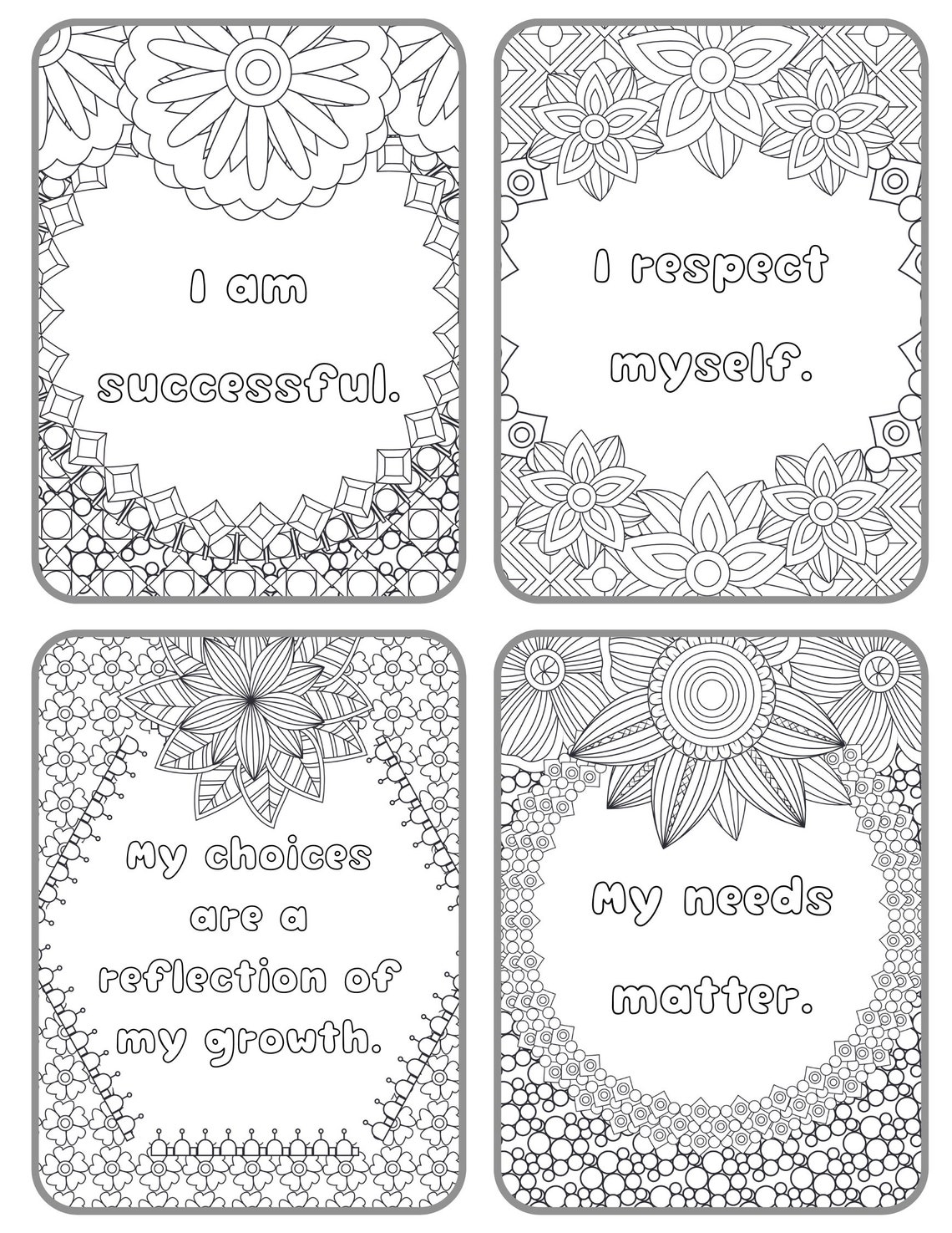 Printable Affirmation Cards | Colorable Self Love Deck for Women, Men ...
