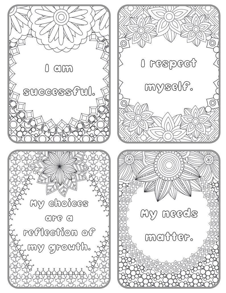 Printable Affirmation Cards | Colorable Self Love Deck for Women, Men ...