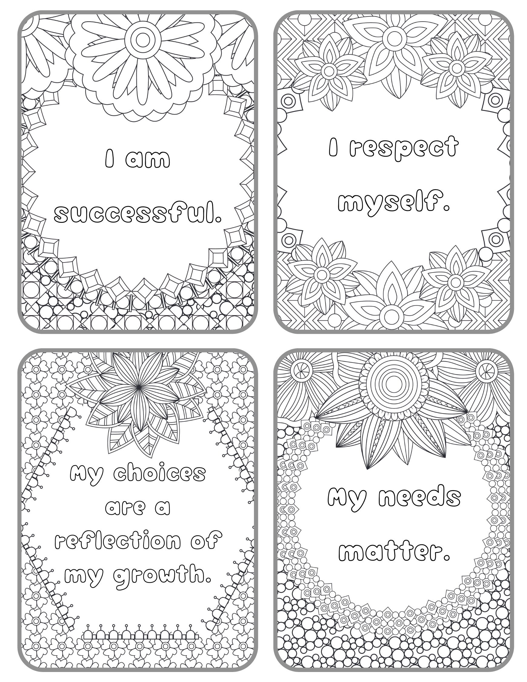 Printable Affirmation Cards | Colorable Self Love Deck for Women, Men ...
