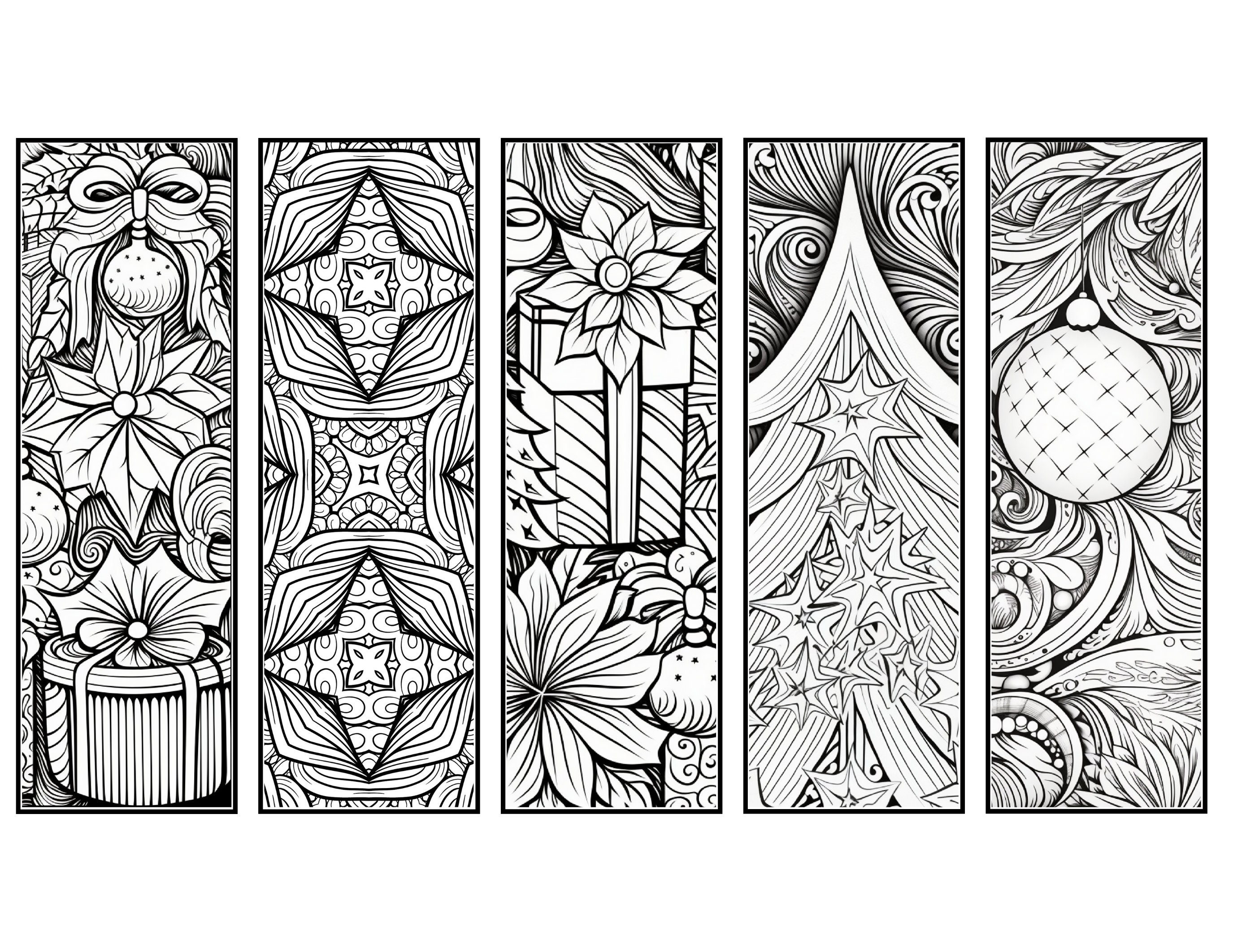 Printable Christmas Bookmarks to Color | 40 Holiday Designs | Gift for ...