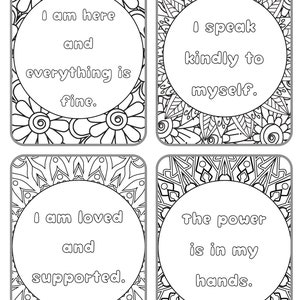 Colorable Affirmation Cards Printable | Mindfulness Gift for Practicing ...