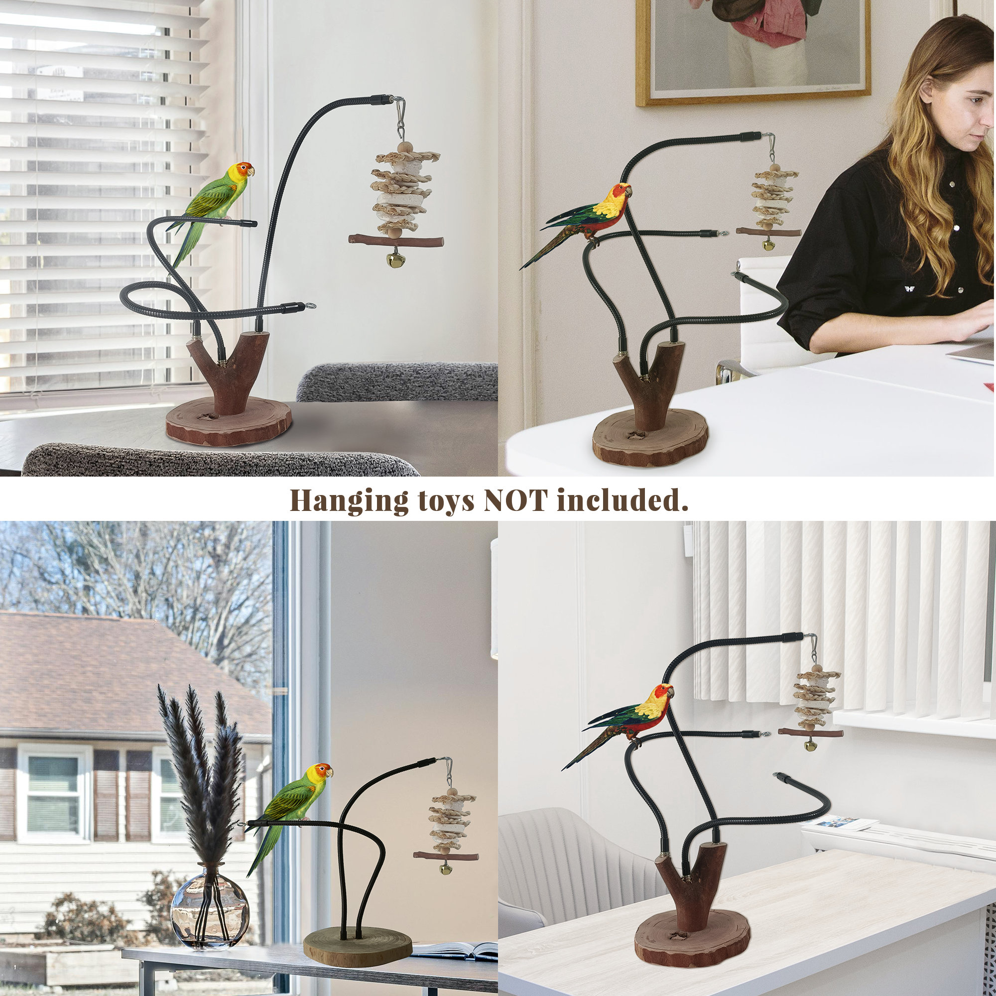 Simple Gooseneck Bird Stand Parrot Solid Wood Base Stand - Etsy