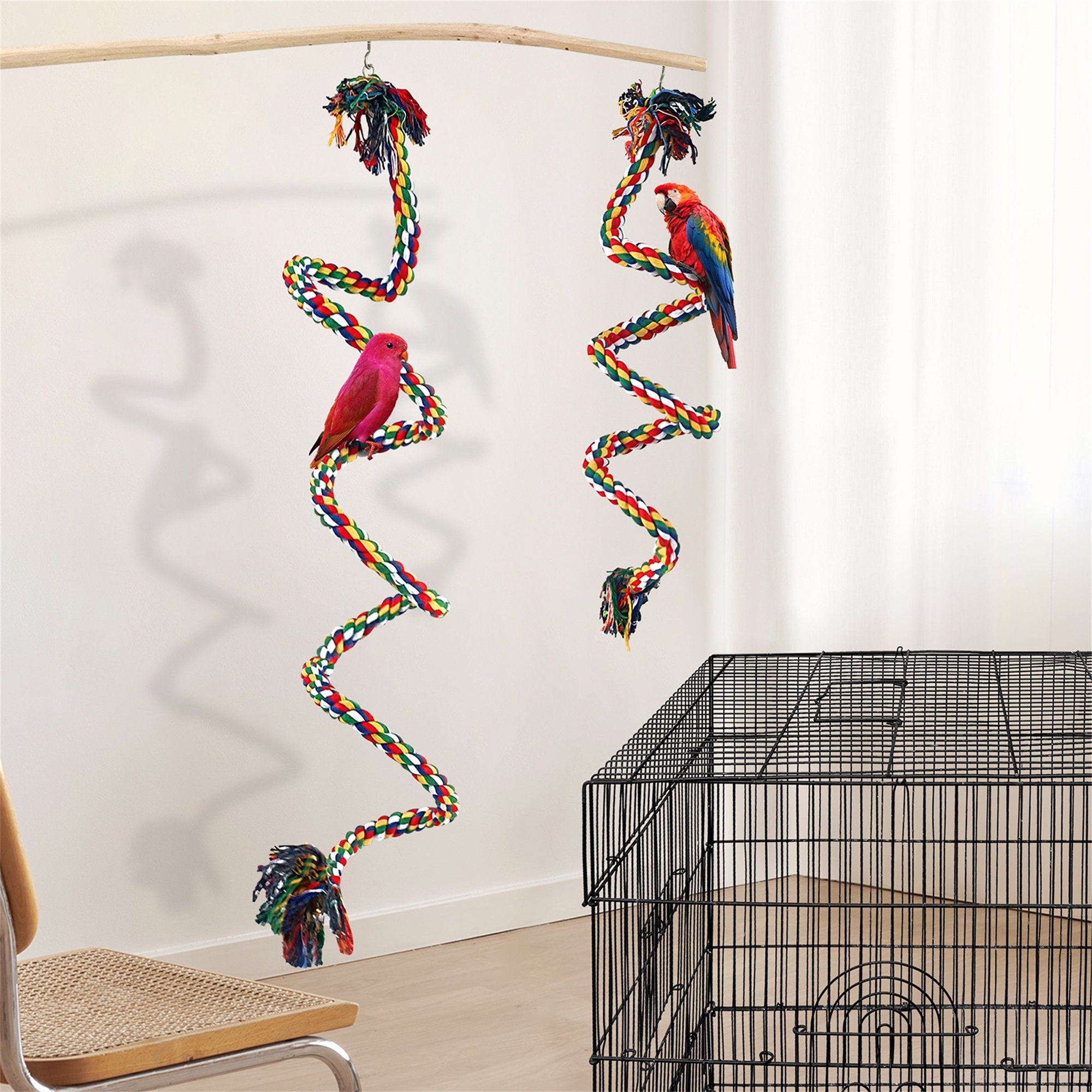 Bird Rope Perch, Natural Cotton Rope Perch, Bird Swing, Bird Rope Toy ...