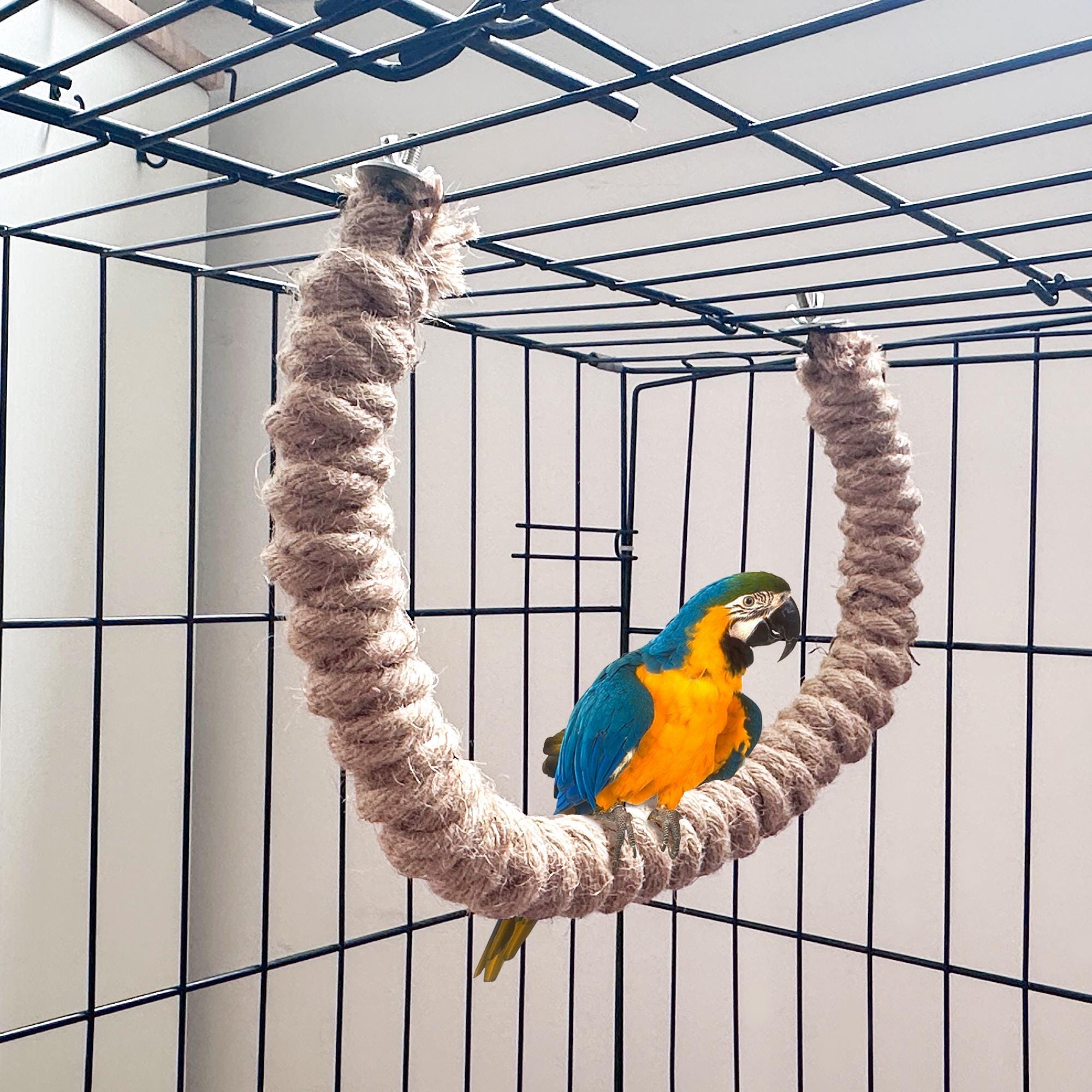 Sisal Rope Bird Perch With Suction Cups, Flexible Parrot Climbing Toy ...
