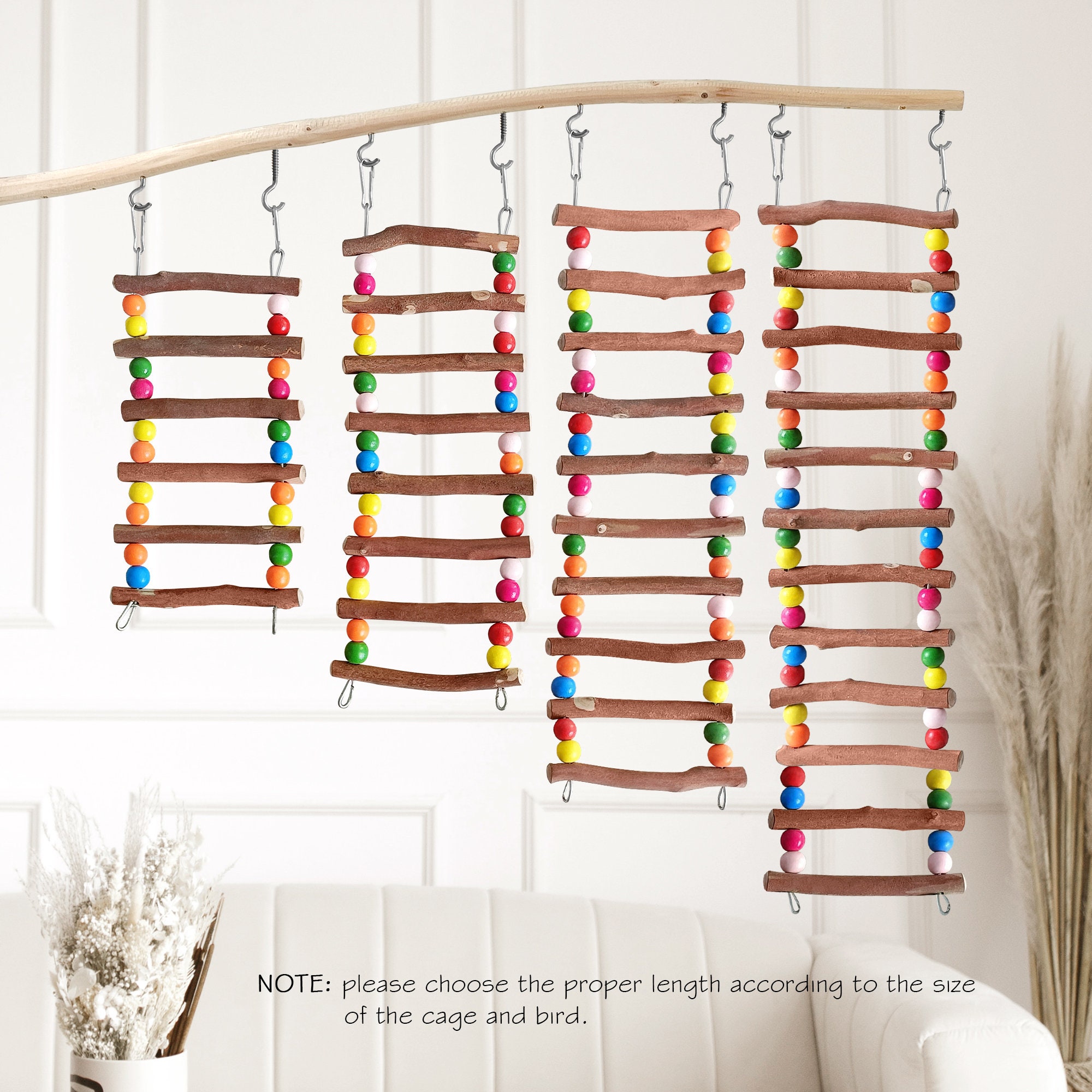 Natural Wooden Bird Ladders, Bird Ladder, Bird Cage Ladder, Colorful ...