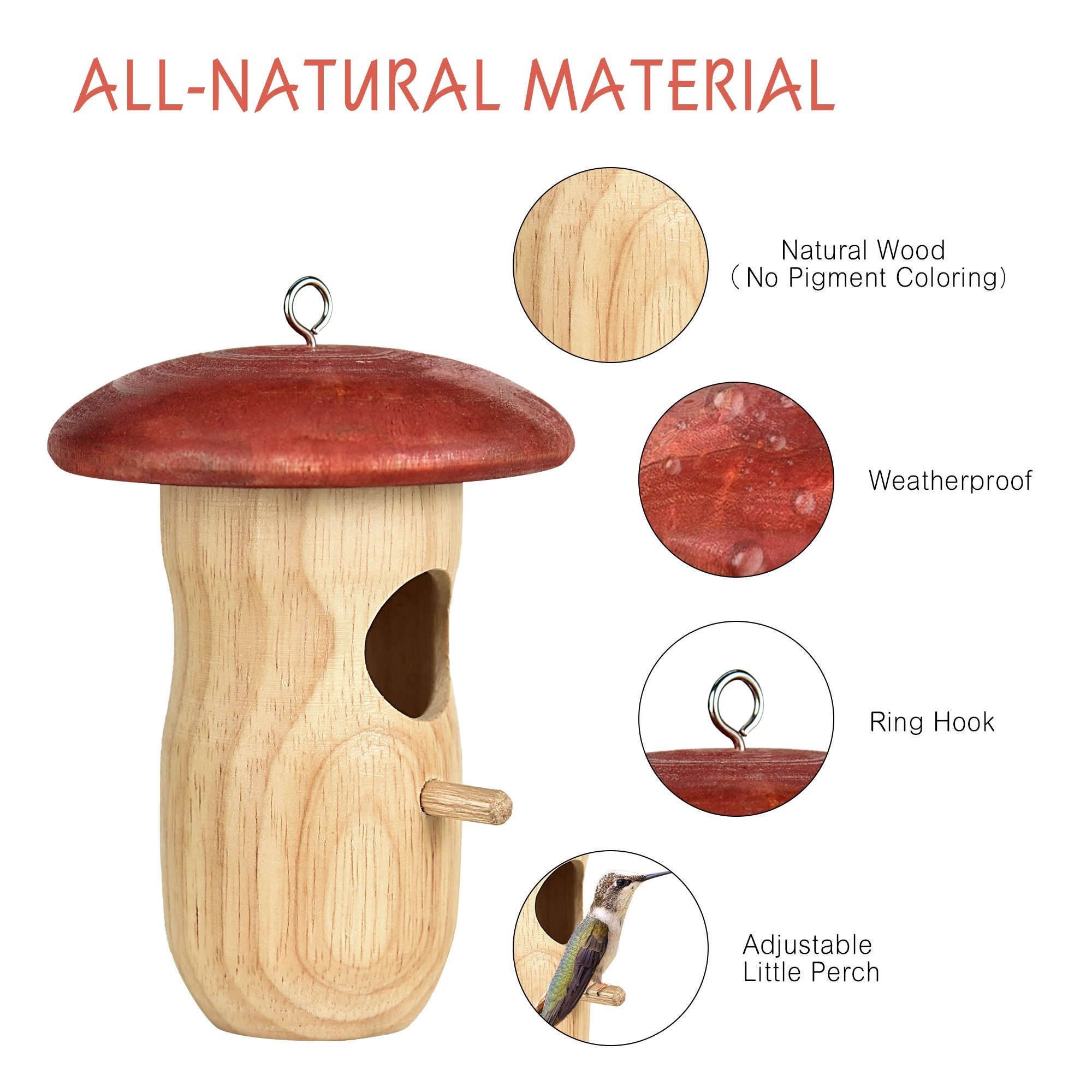 Wooden Bird House, Hummingbird House, Wooden Hummingbird Nest, Hanging ...