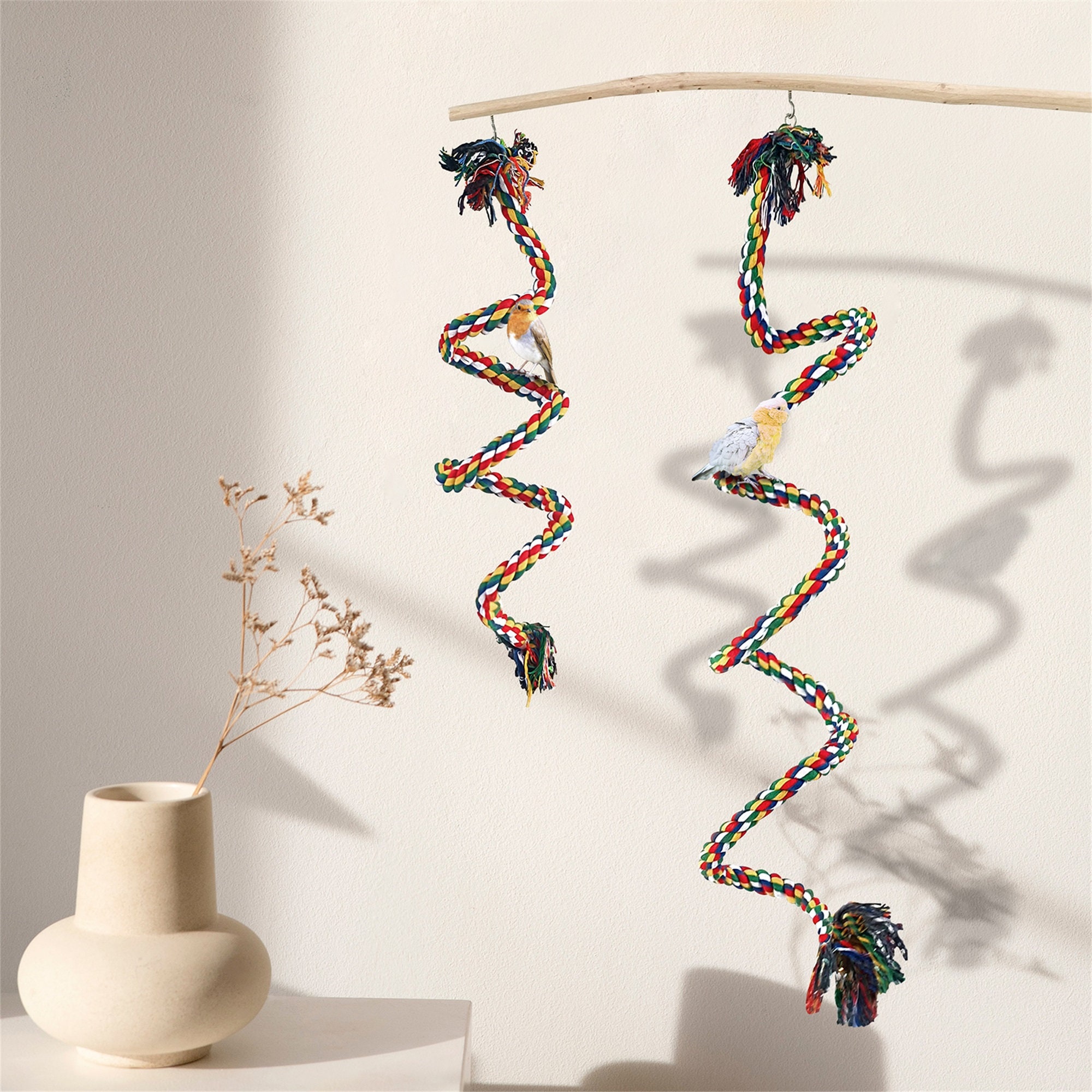 Bird Rope Perch, Natural Cotton Rope Perch, Bird Swing, Bird Rope Toy ...