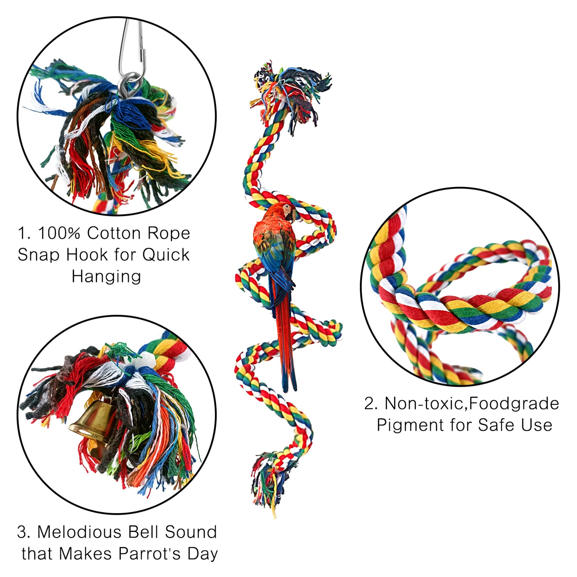 Bird Rope Perch, Natural Cotton Rope Perch, Bird Swing, Bird Rope Toy ...