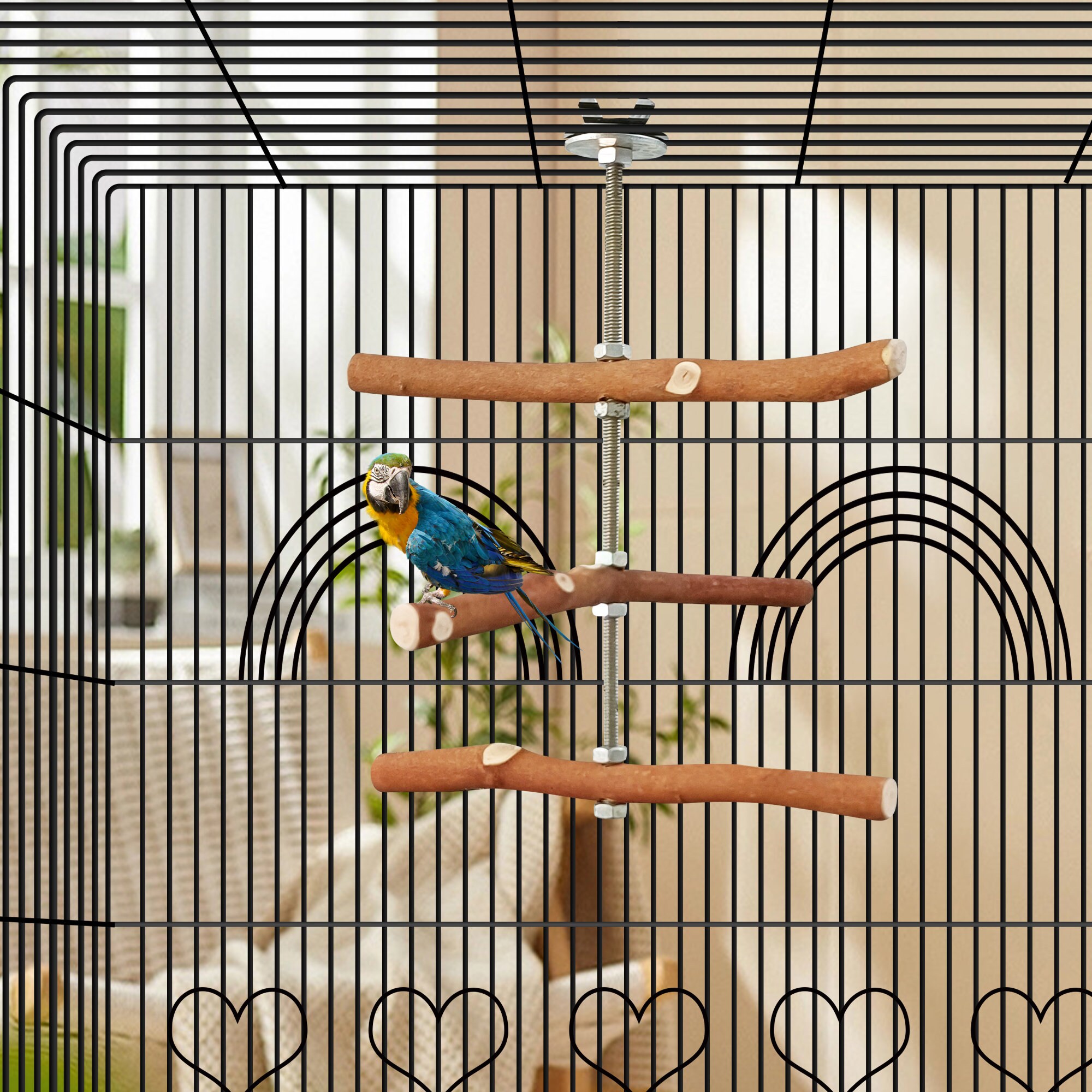 Parrot Cage Stand Frame, Natural Bird Perches, Parrot Stand, Branch ...