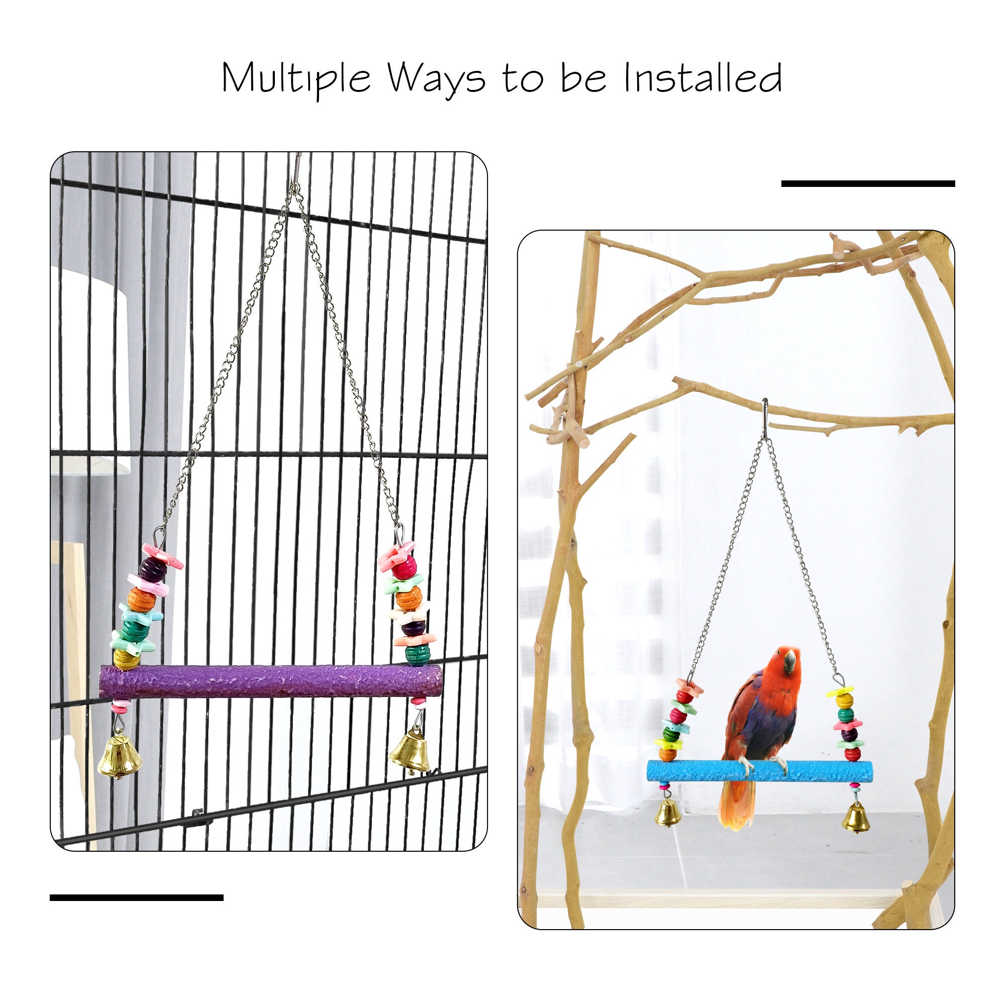 Natural Bird Swing, Parrot Hanging Swing, Parrot Swing Perch, Paw ...