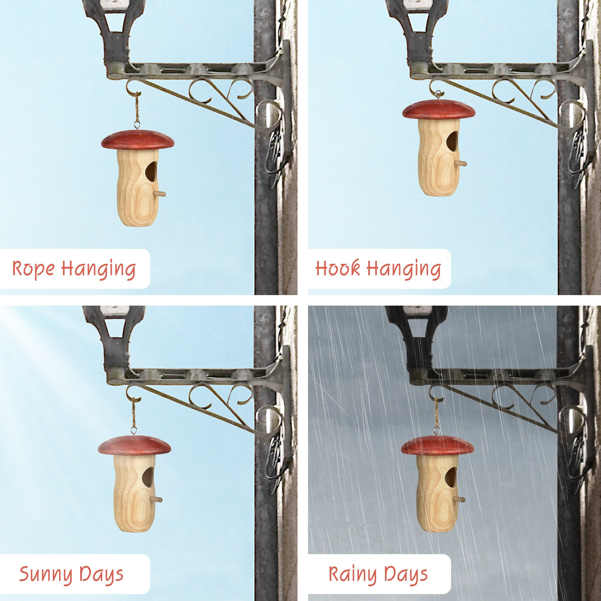 Wooden Bird House, Hummingbird House, Wooden Hummingbird Nest, Hanging ...