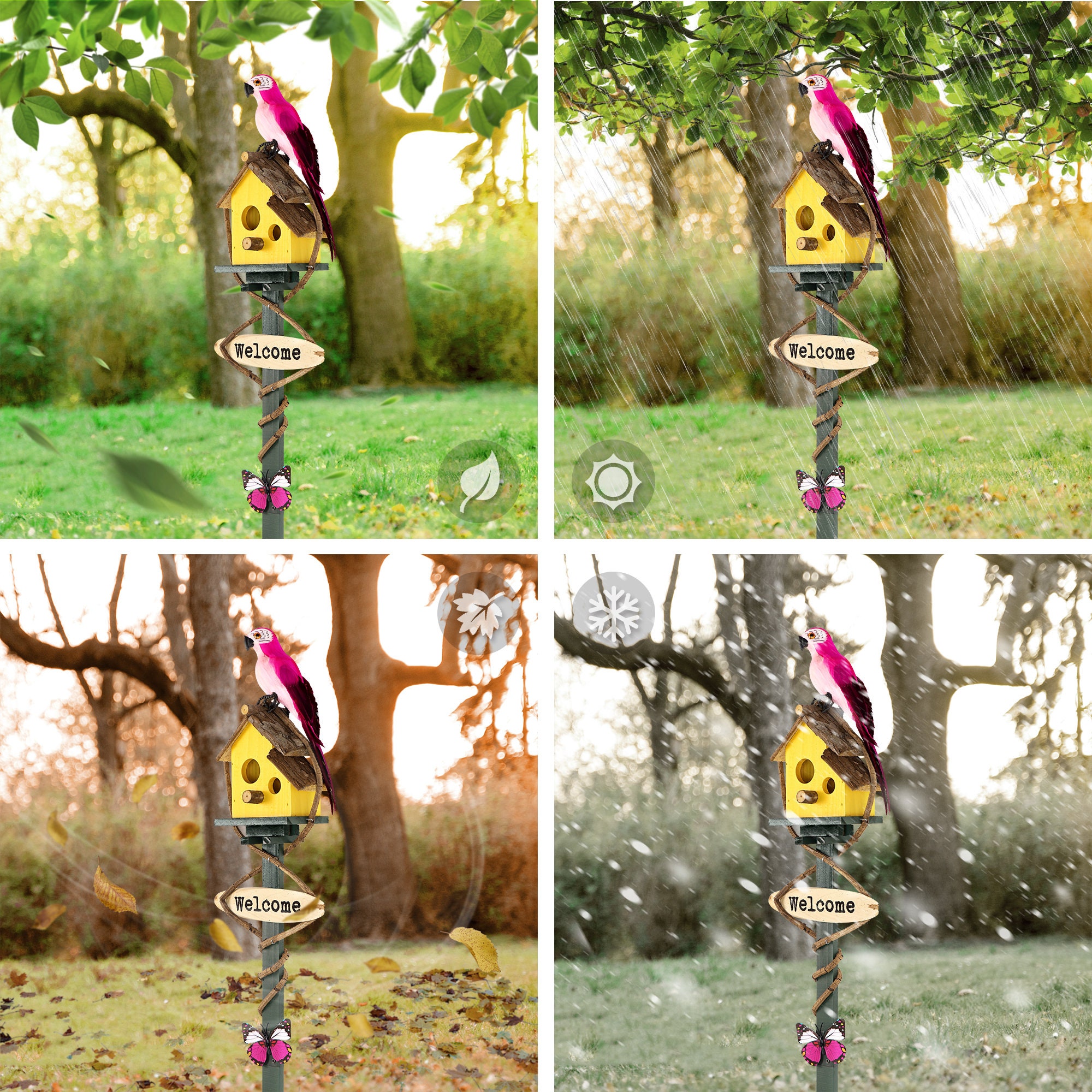 Wooden Bird House Post, Bird House on Pole, Bird House Stand ...