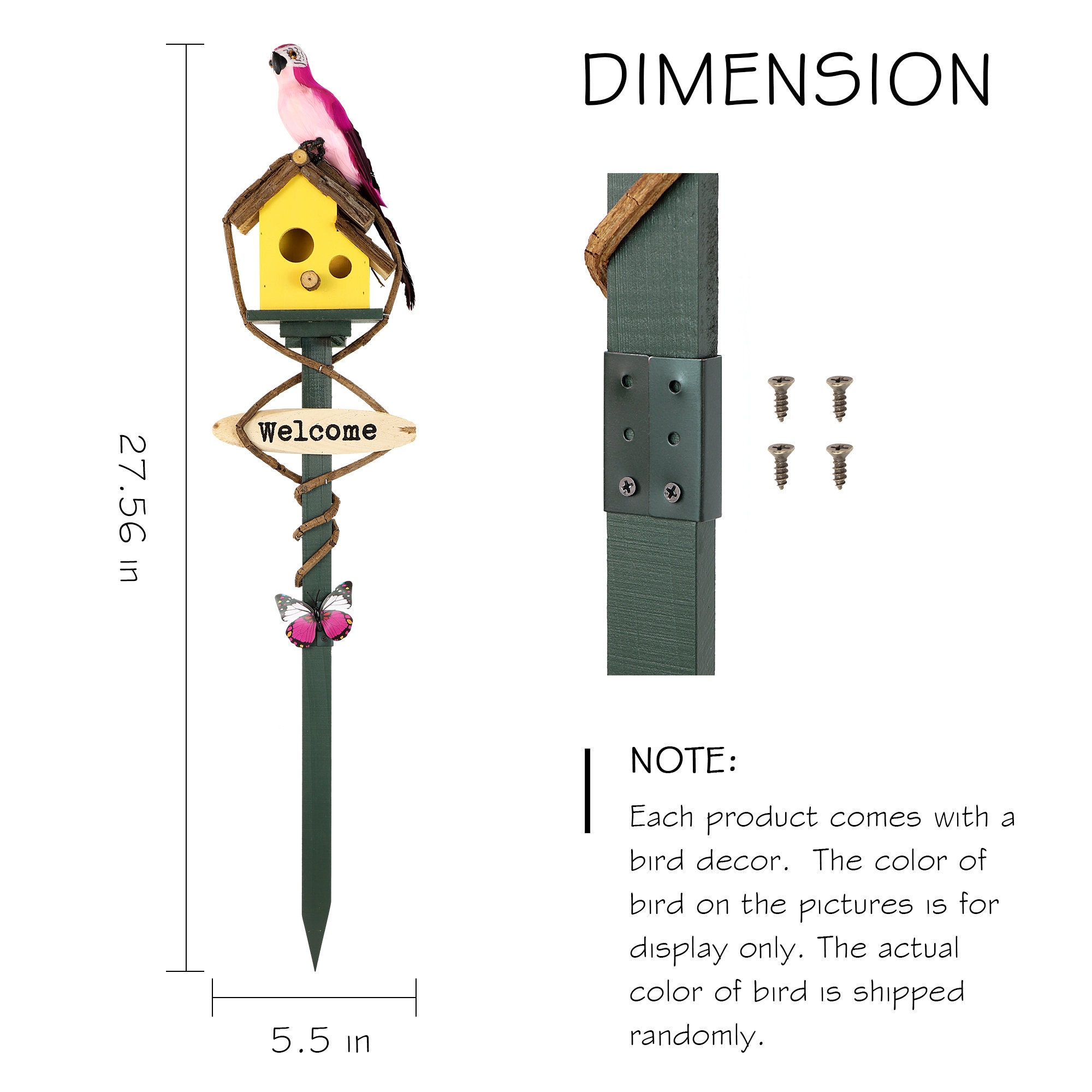 Wooden Bird House Post, Bird House on Pole, Bird House Stand ...