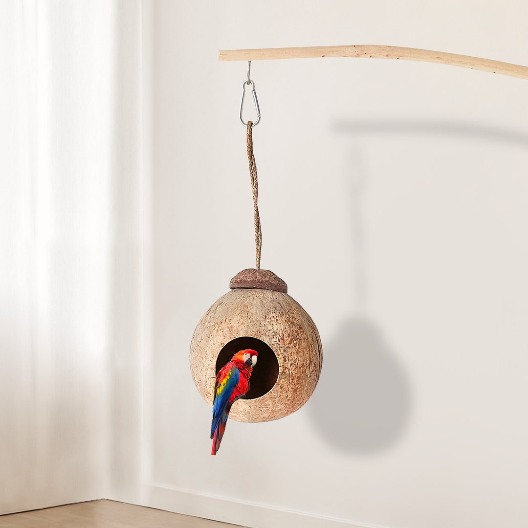 Natural Coconut Shell Bird House，coconut Bird Nest, Coconut Hut for ...