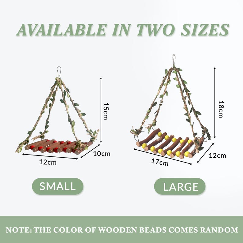 Parrot Swing, Bird Swing, Natural Wooden Bird Swing, Parrot Bridge ...