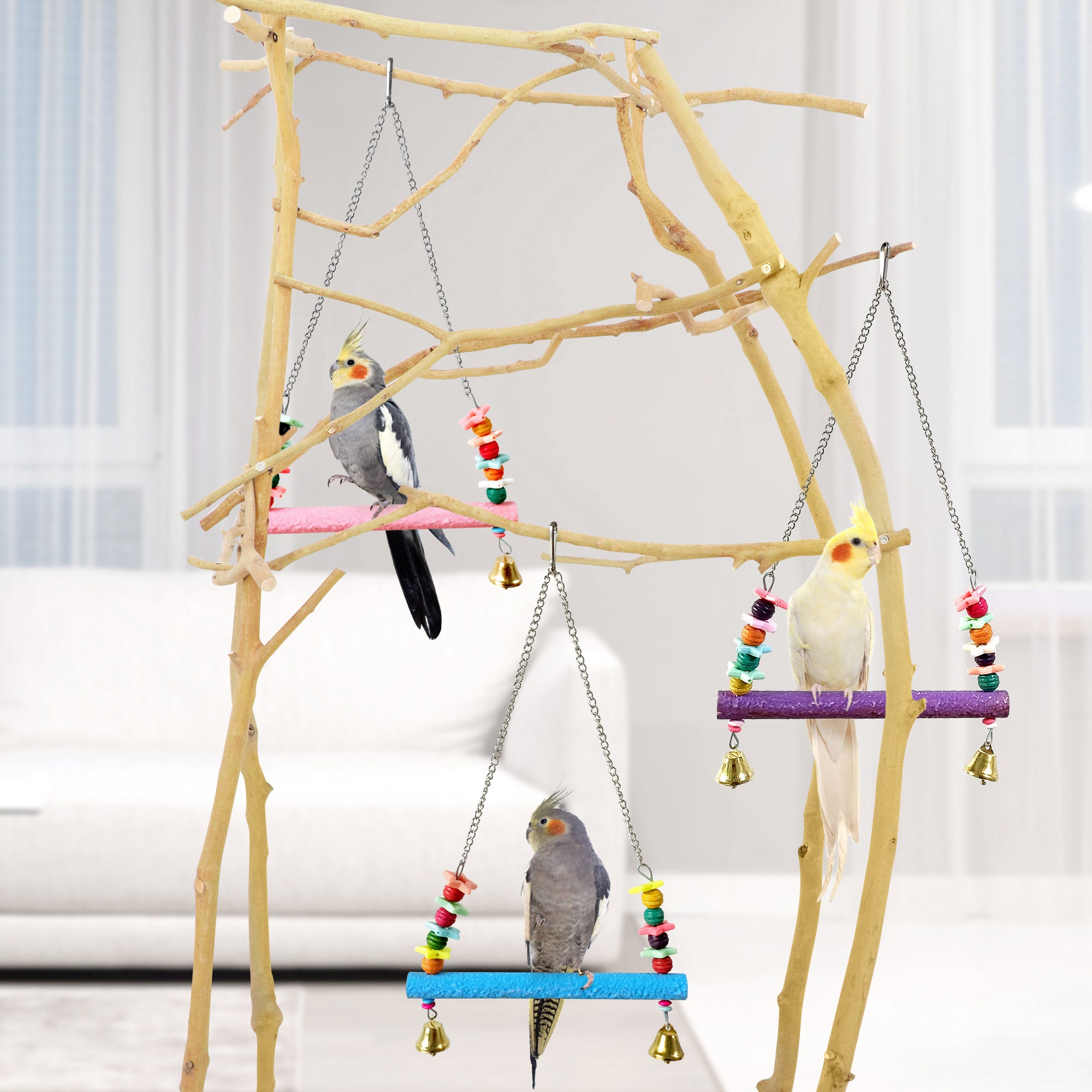 Natural Bird Swing, Parrot Hanging Swing, Parrot Swing Perch, Paw ...