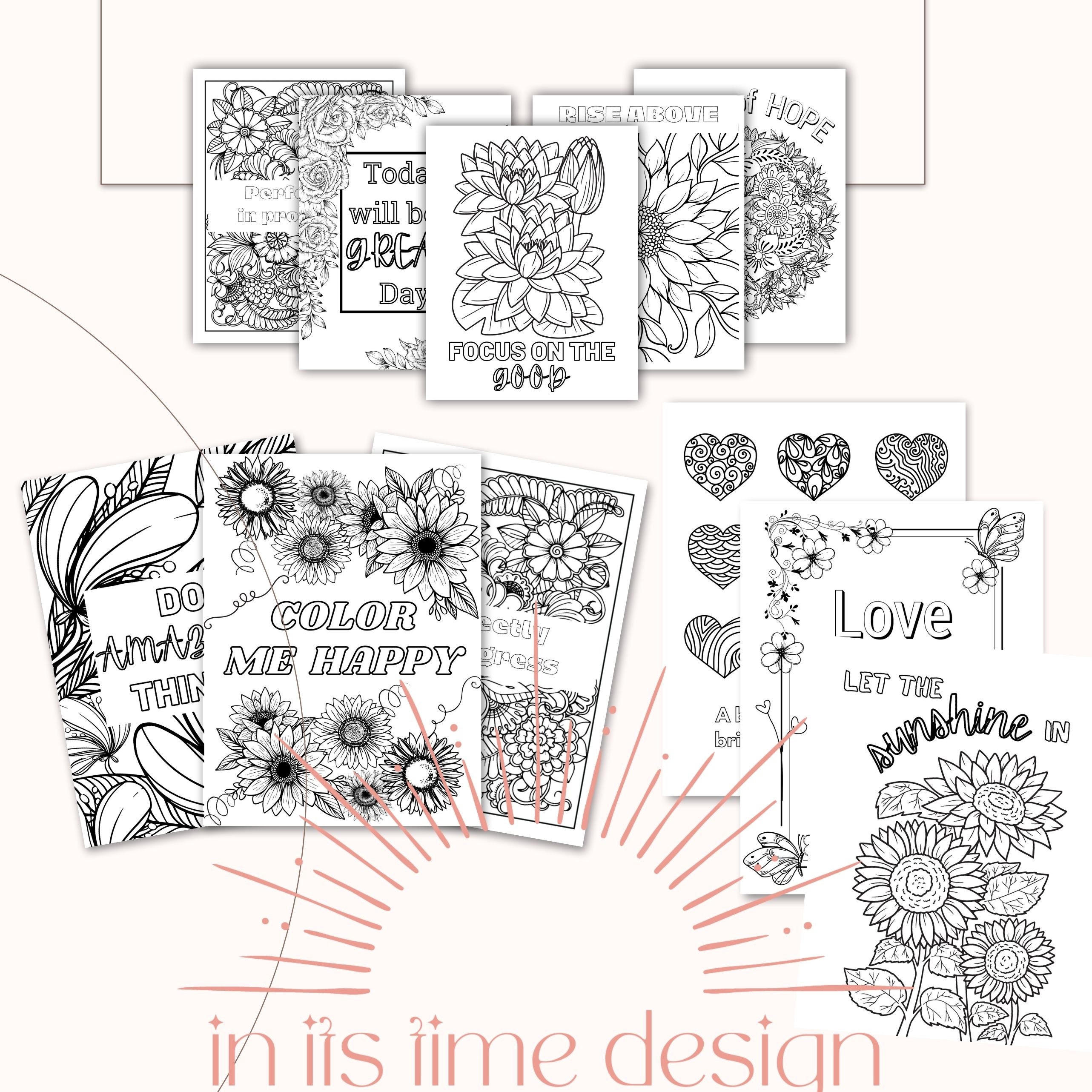 Coloring Pages Bundle Color Me Happy Positivity and Self - Etsy
