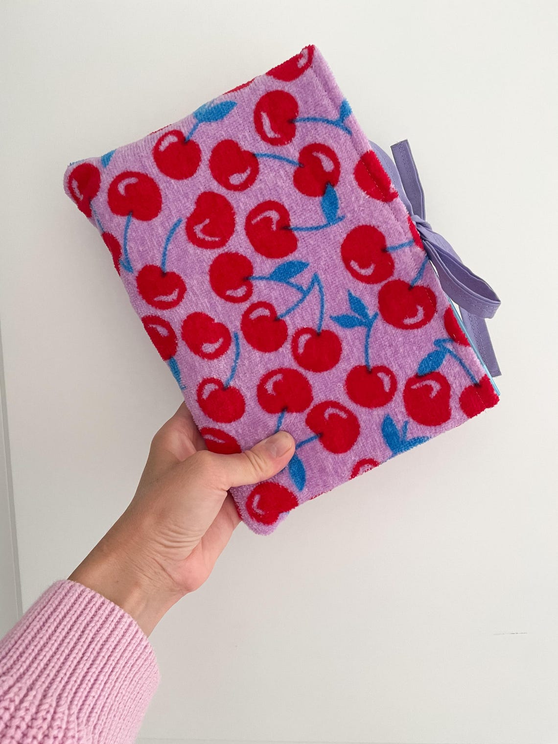 Cherry Print Terry Cloth Book Sleeve: Beach Poolside Cover - Etsy