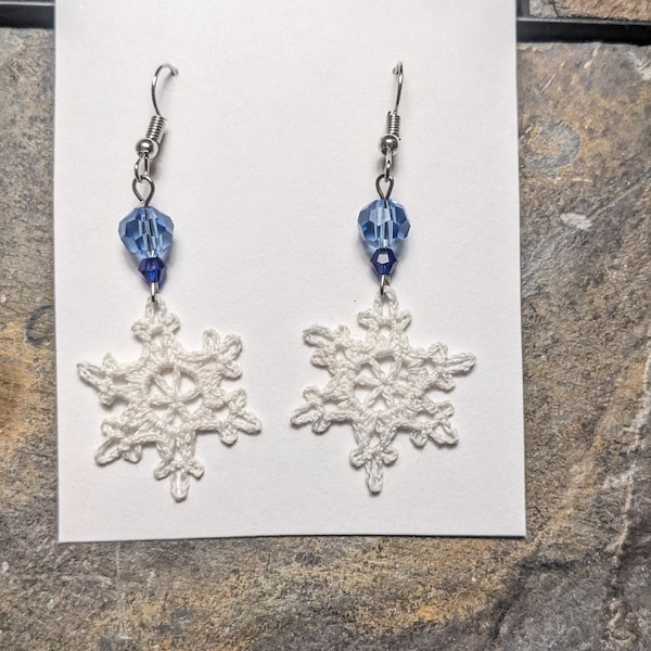 Crochet Snowflake Earrings - Etsy