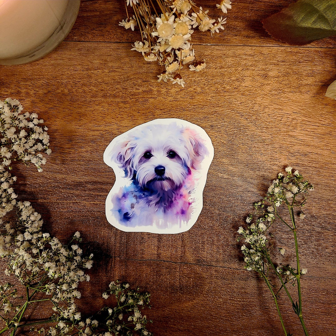 Maltese Dog Vinyl Sticker: Watercolor Fur Baby Decal - Etsy