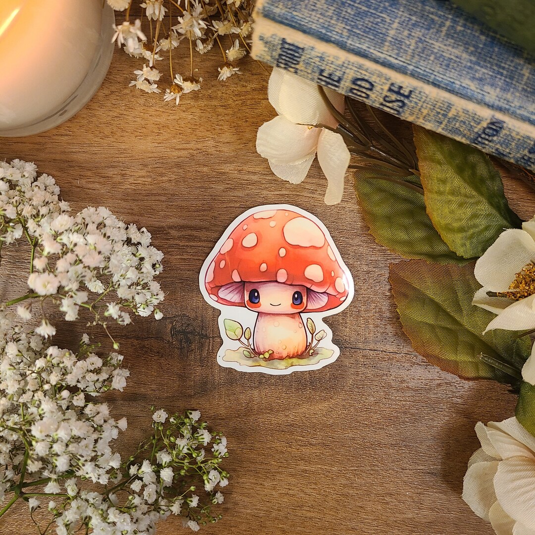 Mushroom Vinyl Sticker, Cottagecore Laptop Decal - Etsy