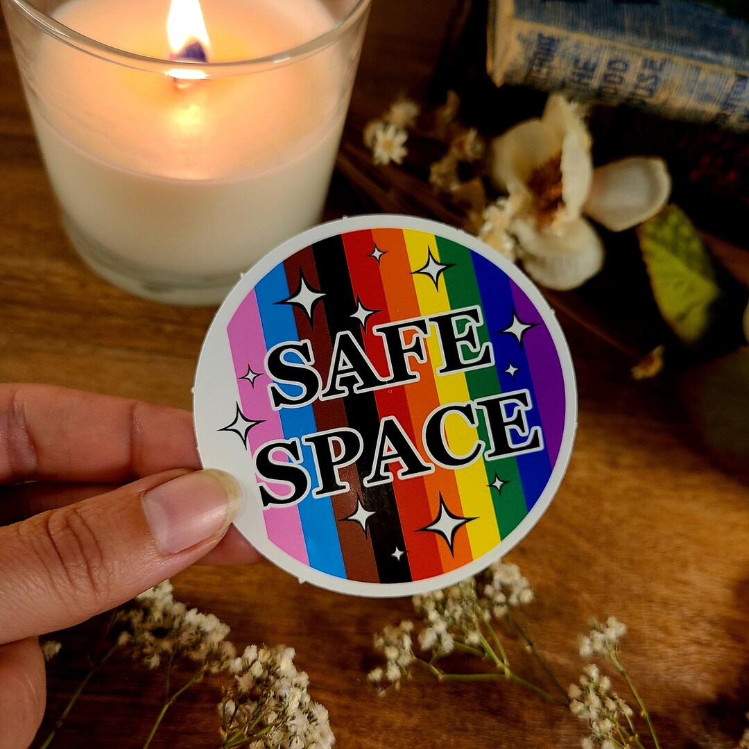 Pride Flag Safe Space Vinyl Sticker: LGBT Rainbow Heart Decal - Etsy