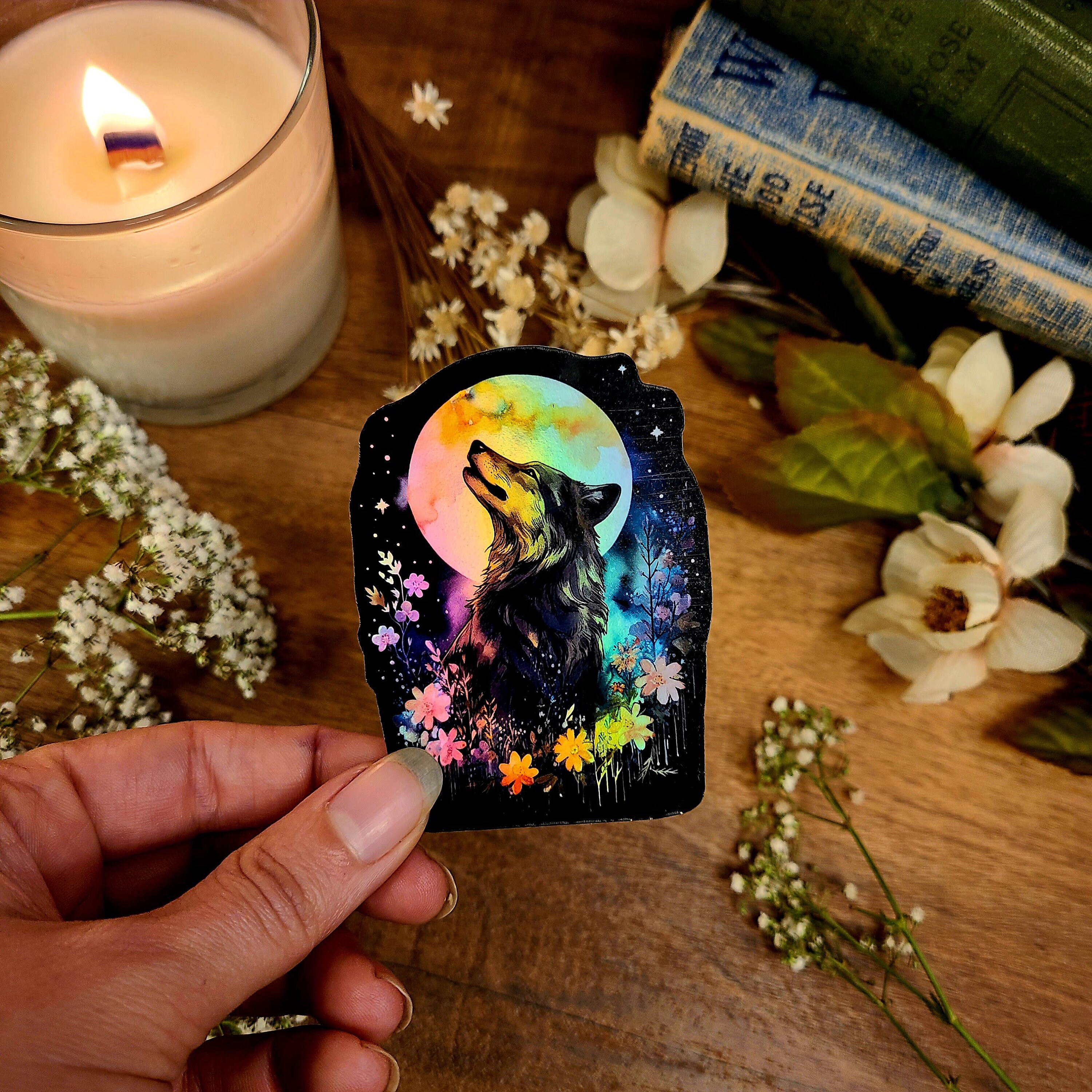 Holographic Moon Phases Vinyl Sticker: Witchy Wildflower Decal - Etsy