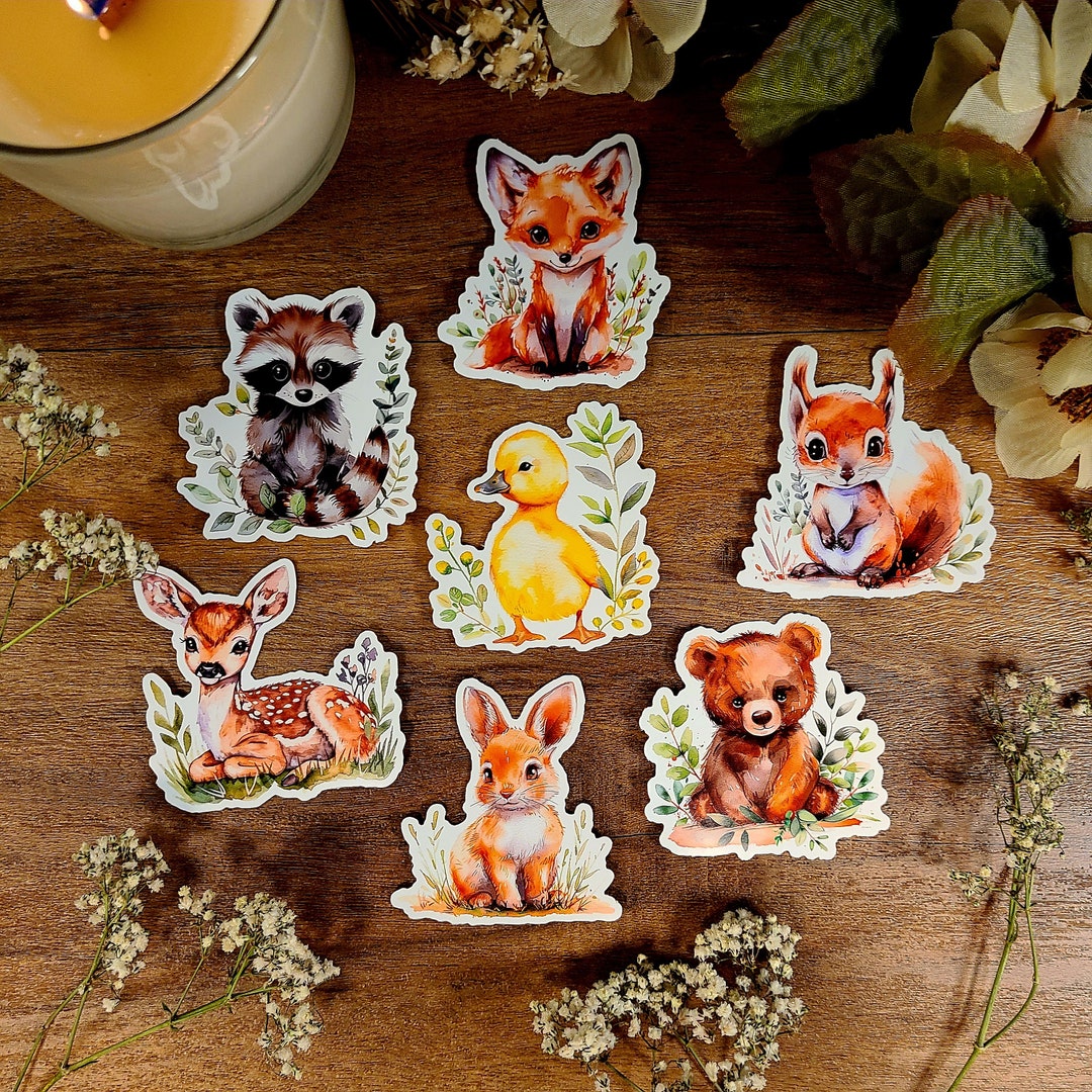 Baby Animal Stickers: Cottagecore Nursery Decor Vinyl Decals - Etsy