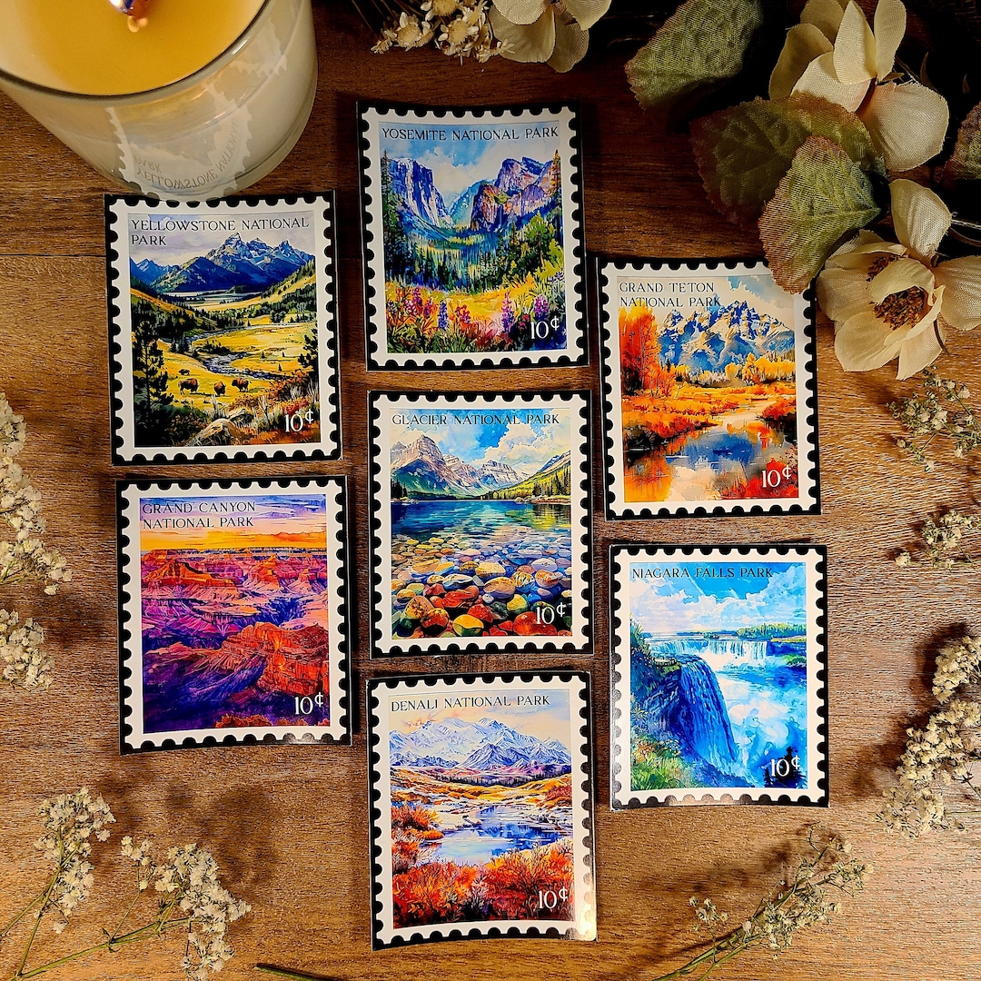 National Parks Stamps: USA & Canada Vinyl Sticker Set - Etsy