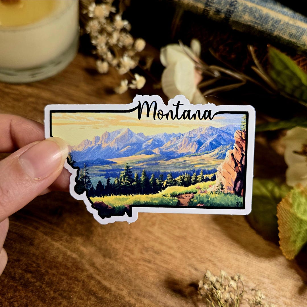 Montana, USA, US States, American States, Flag, Landmark Sticker ...