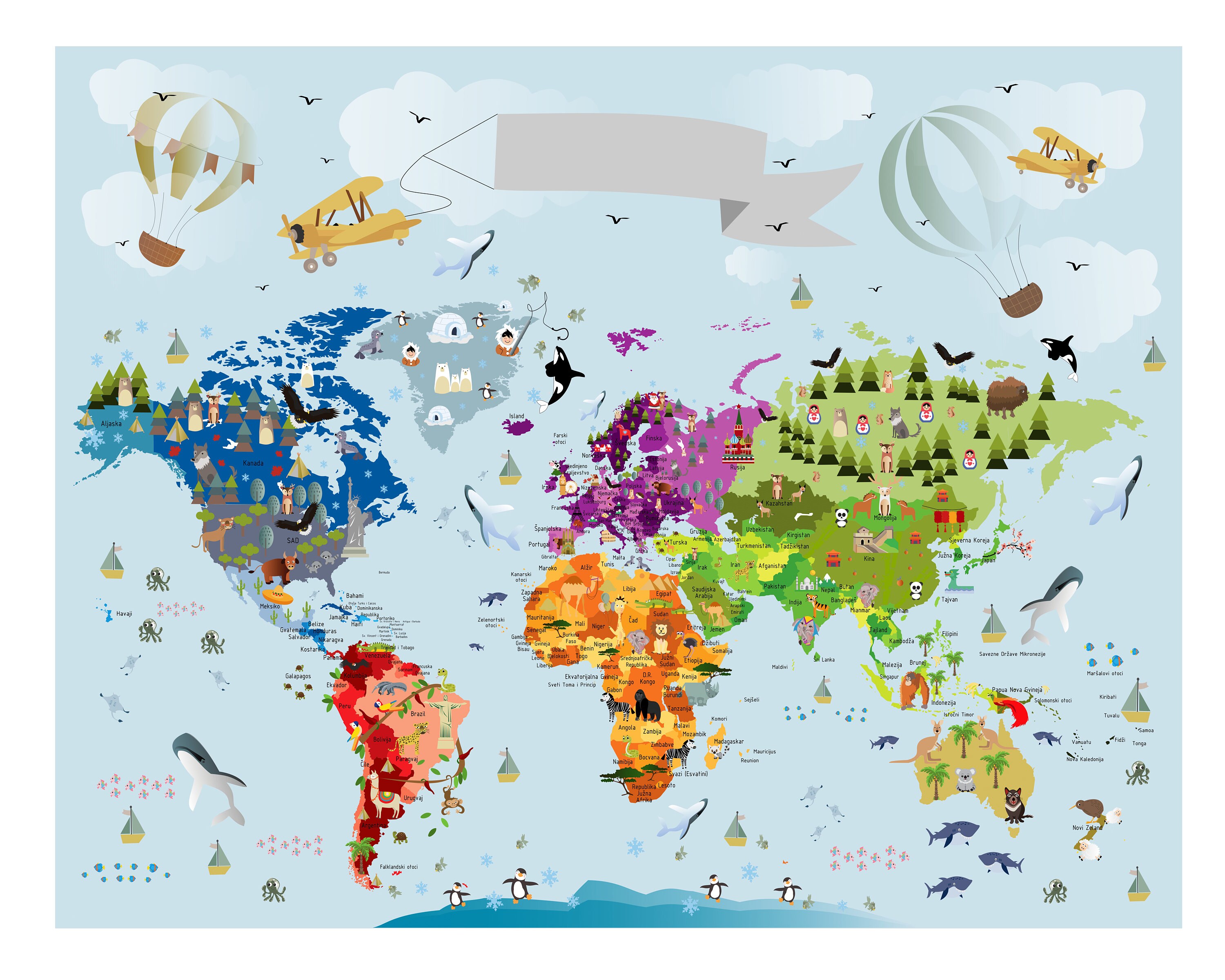 Mapa del mundo a color-Póster del mapa del mundo-Mapa de viaje de pared ...