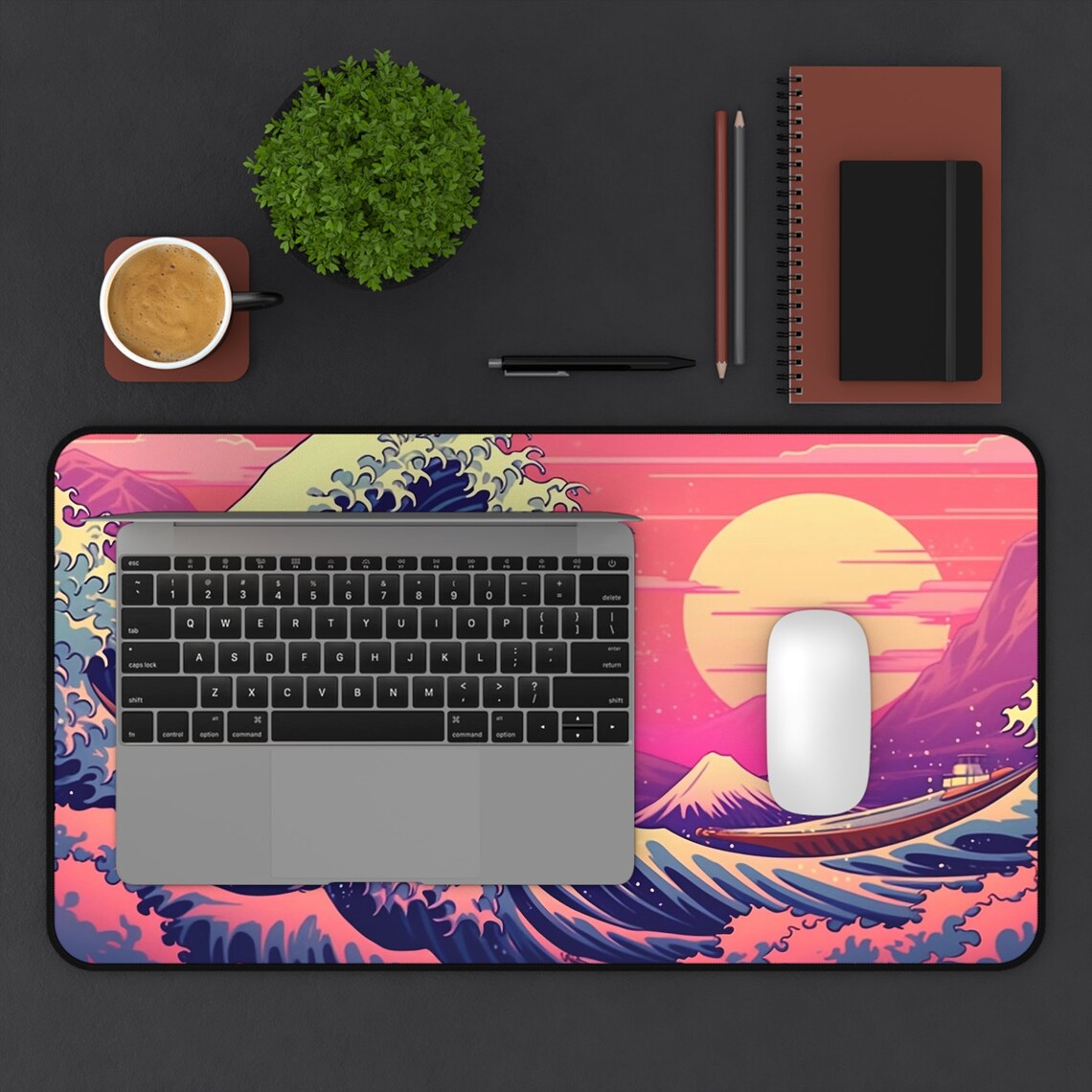 The Great Wave off Kanagawa Vaporwave Mouse Pad Gaming Mouse Pad, Desk ...