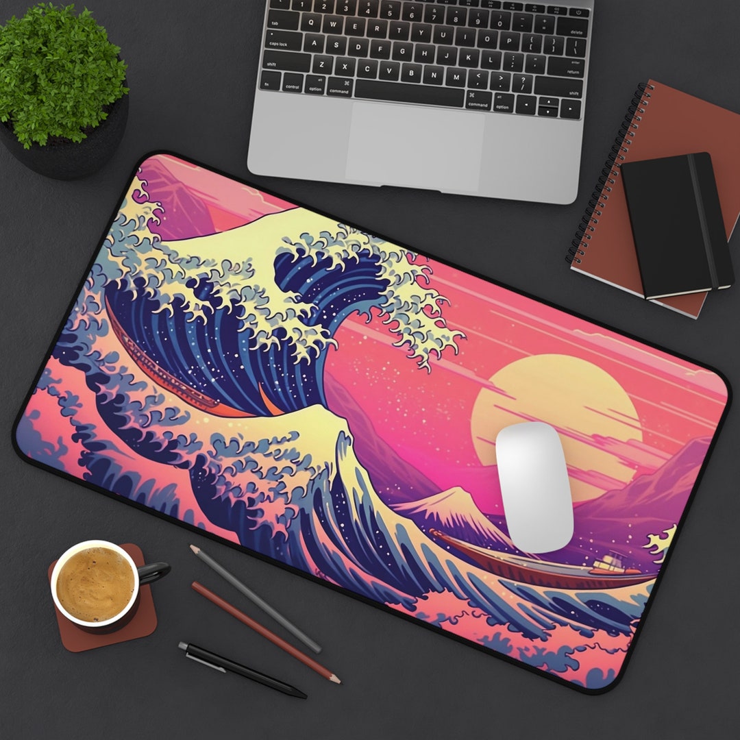 The Great Wave off Kanagawa Vaporwave Mouse Pad - Gaming Mouse Pad ...