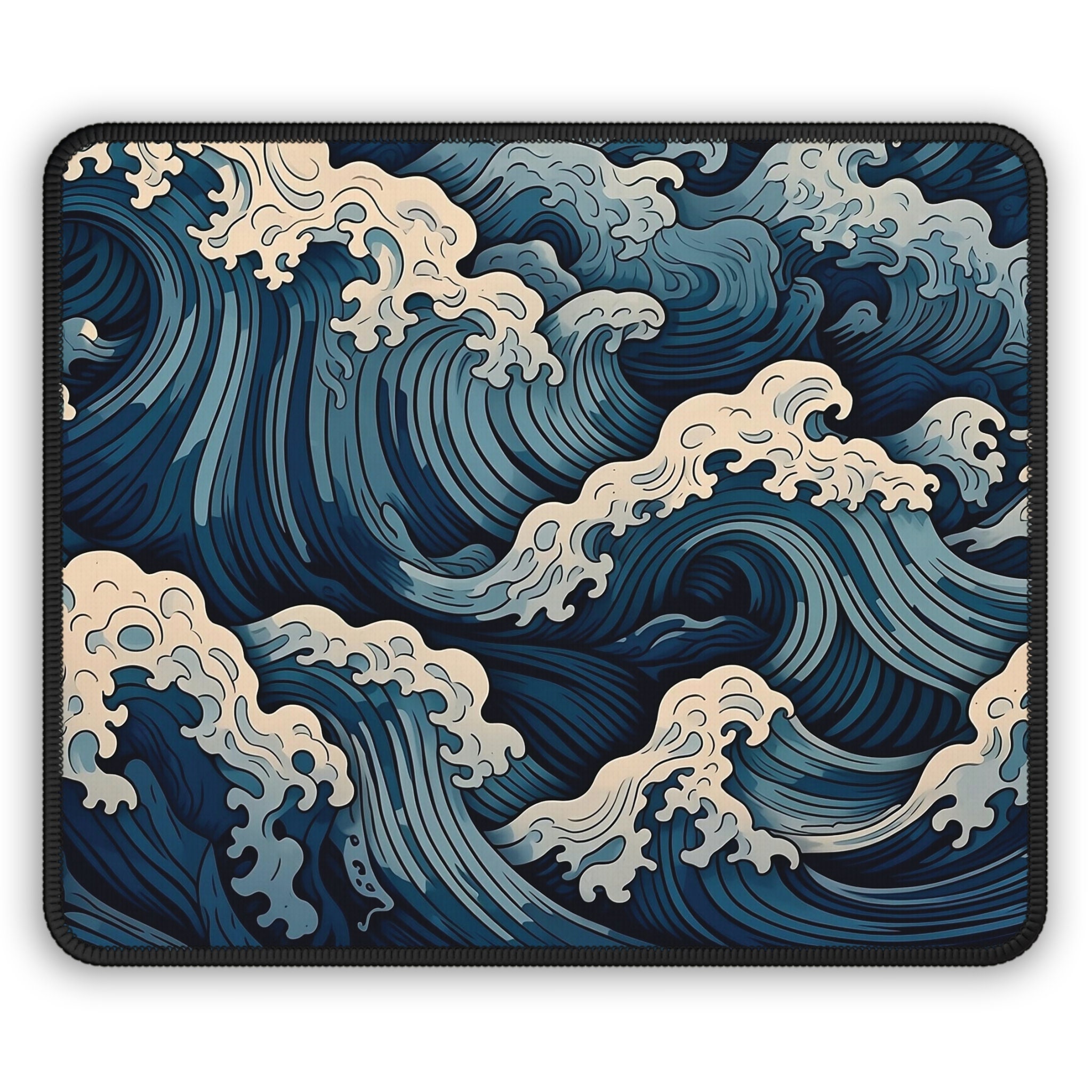 Japanese Ocean Waves Gaming Mouse Pad - Desk Mat, Office Gift, Desk ...