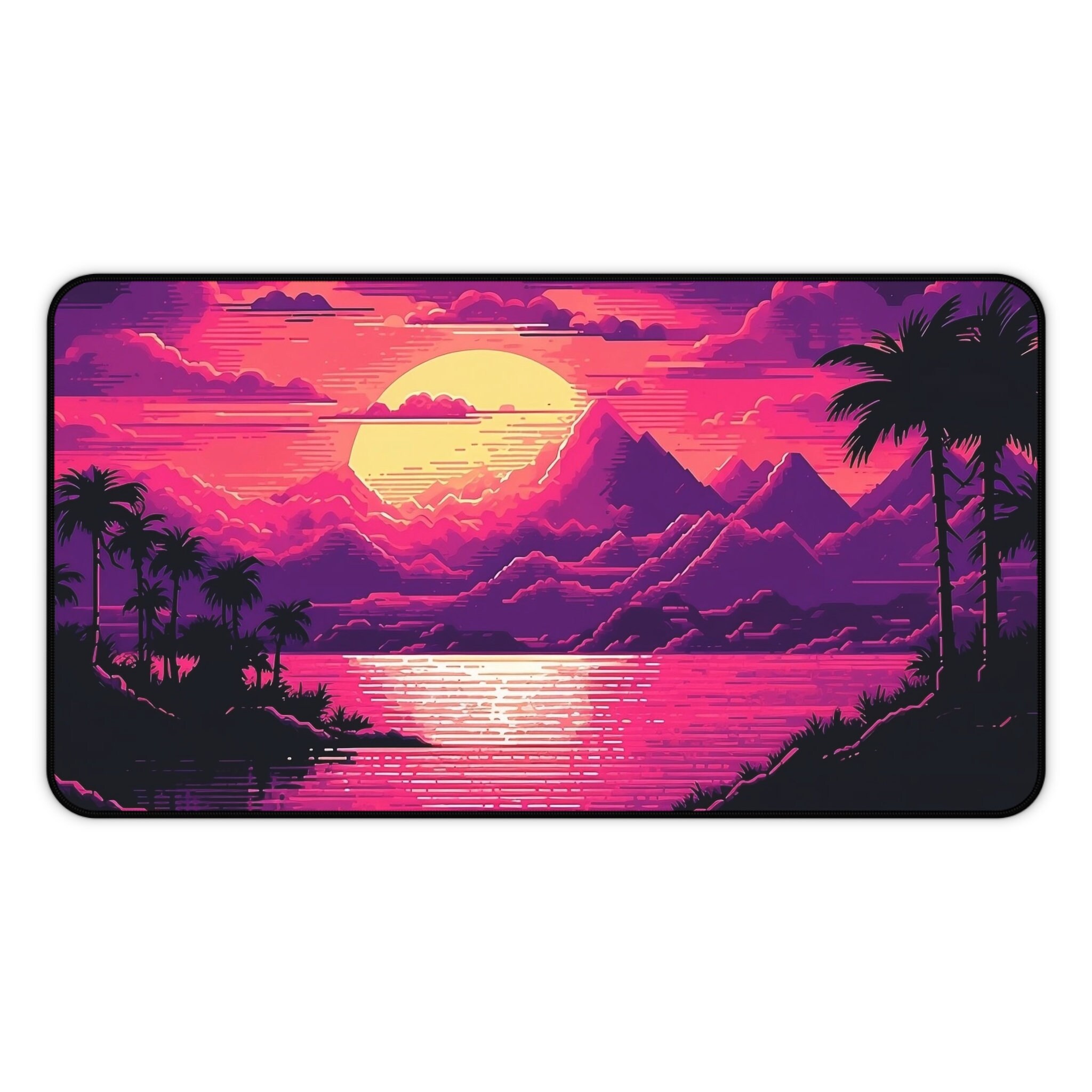 8-bit Sunset Mouse Pad - Gaming Mouse Pad, Synthwave, Vaporwave, Desk ...