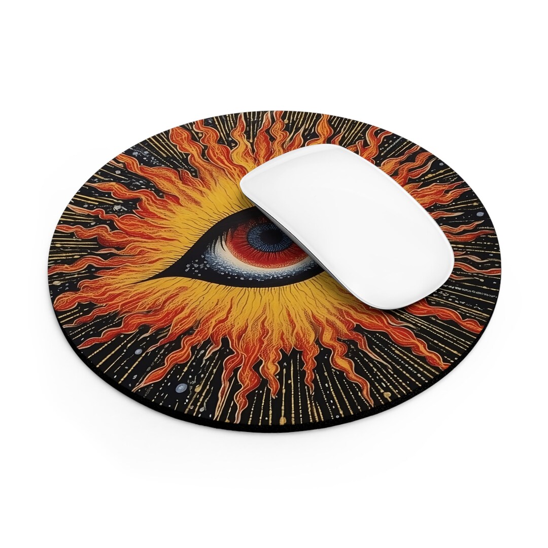 Round Mouse Pad Flaming Eye - Round Desk Mat, Mousepad, LOTR, Sauron ...