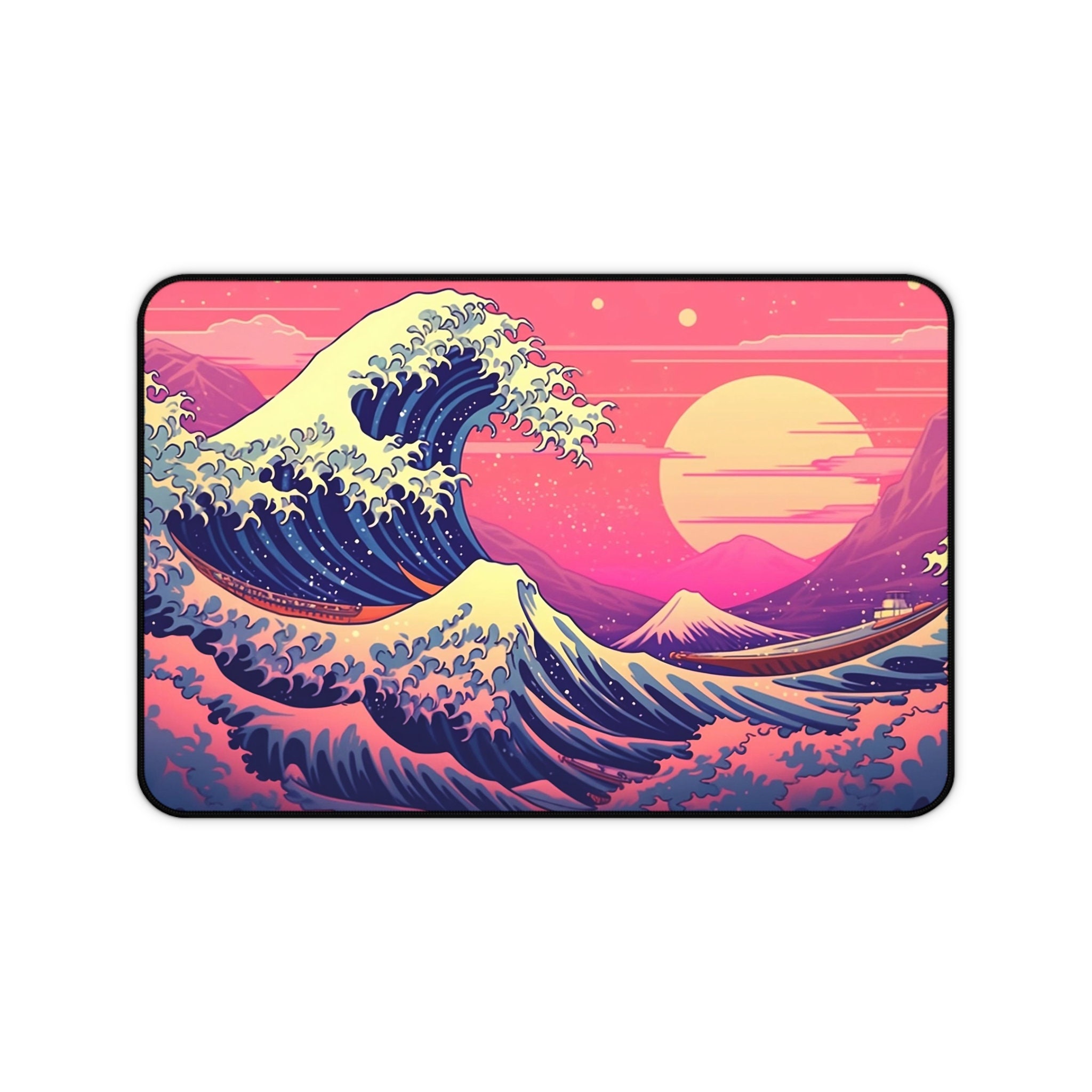 The Great Wave off Kanagawa Vaporwave Mouse Pad - Gaming Mouse Pad ...