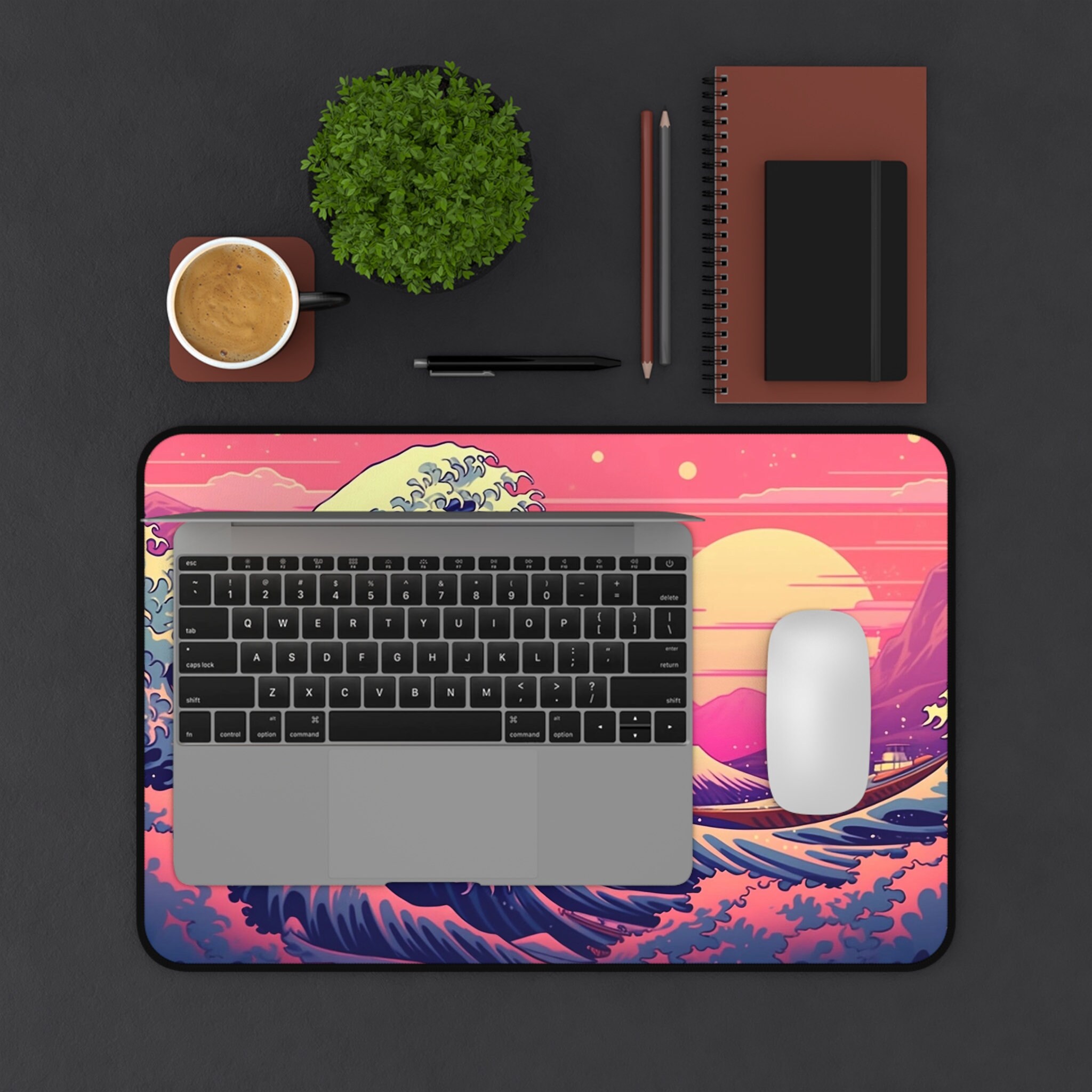 The Great Wave off Kanagawa Vaporwave Mouse Pad - Gaming Mouse Pad ...