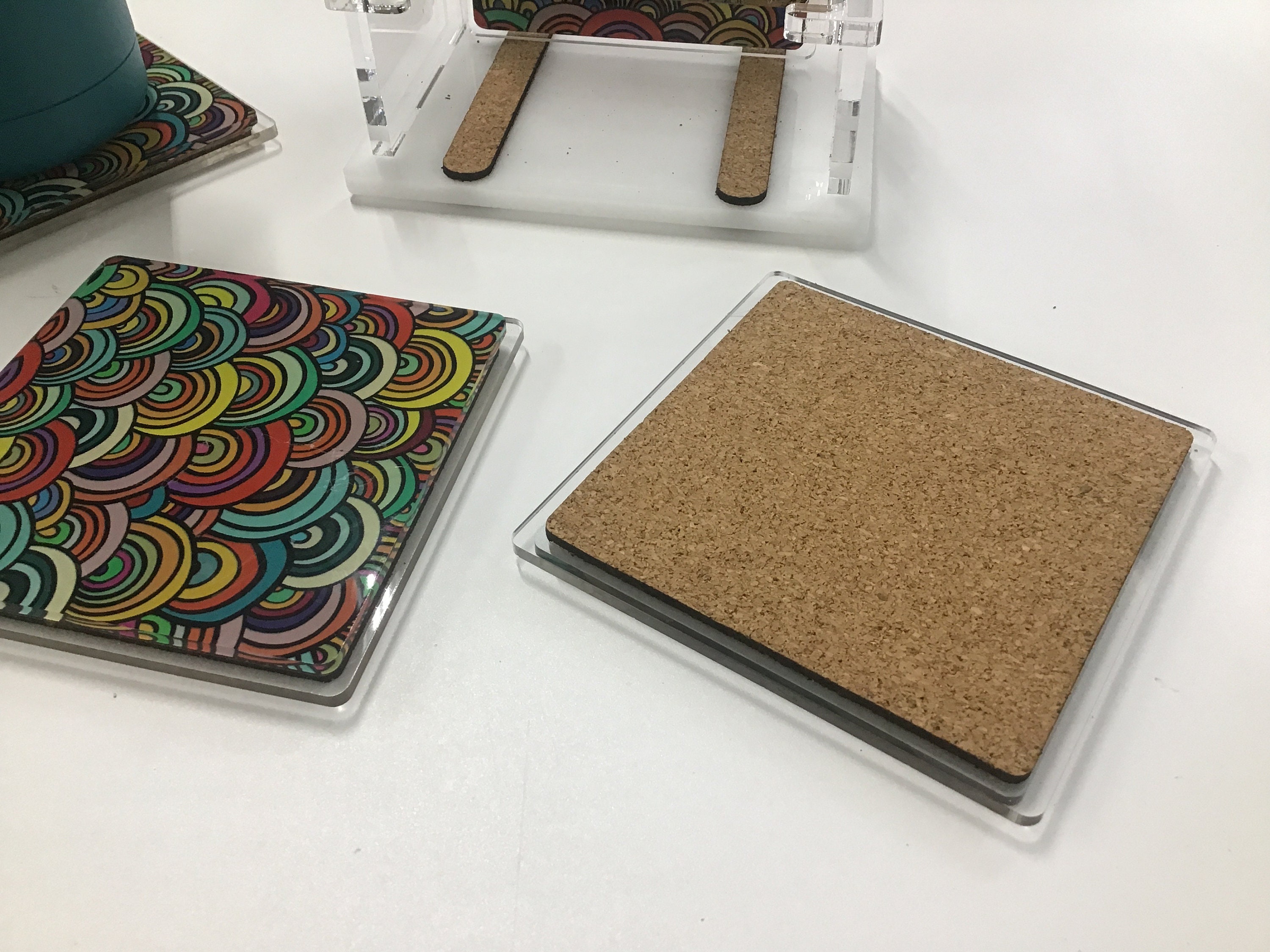 Acrylic Coaster Set Laser Cut Set of 4 and Caddy Digital Graphics - Etsy