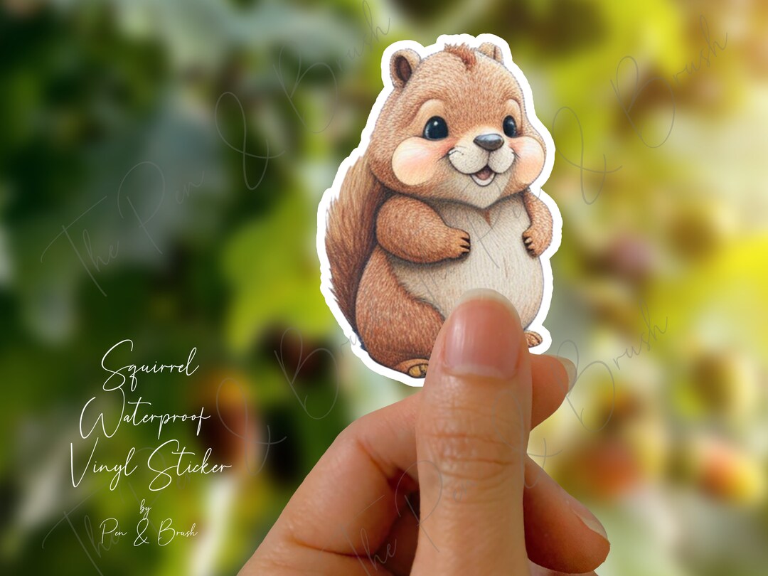 A Cute Chubby Cheek Squirrel Sticker, Waterproof Vinyl Sticker Premium ...