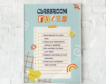 INSTANT DOWNLOAD Classroom Rules Chalk Art Poster Teacher - Etsy
