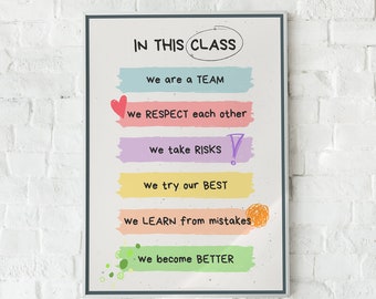 INSTANT DOWNLOAD Classroom Rules Chalk Art Poster Teacher - Etsy