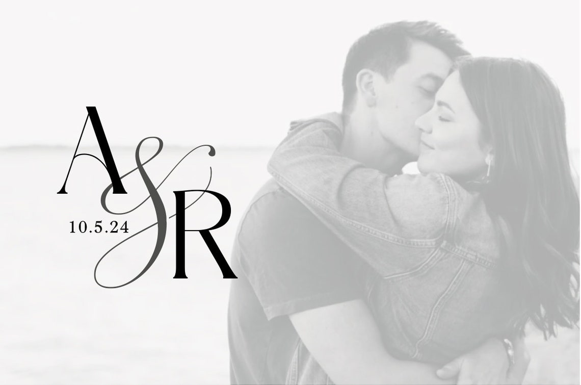 Modern Wedding Monogram, Instant Download Wedding Couple Logo, Elegant ...
