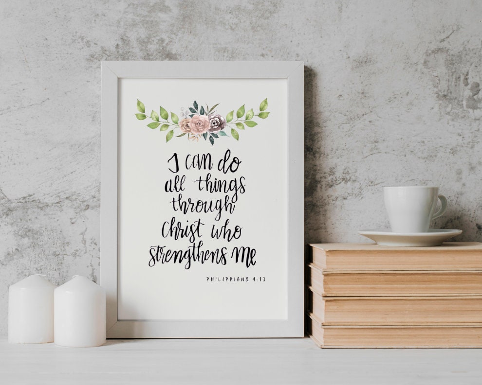 Philippians 4:13 Bible Verse Print, Digital Download, Calligraphy ...