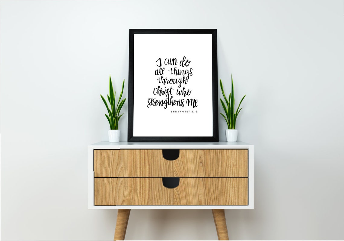 Philippians 4:13 Bible Verse Prints, Digital Download, Hand Lettering ...