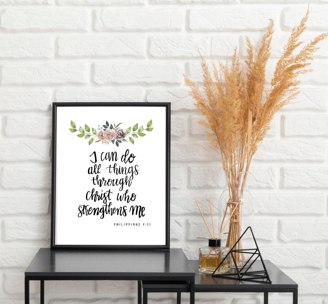 Philippians 4:13 Bible Verse Print, Digital Download, Calligraphy ...