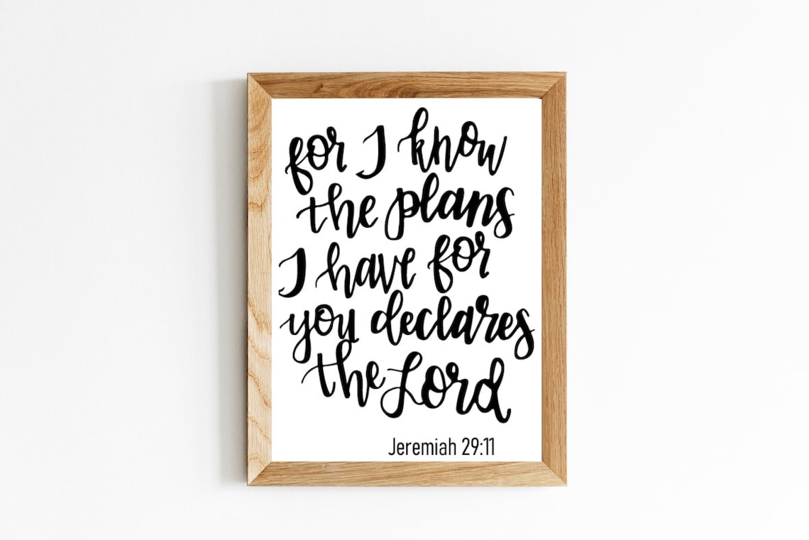 Jeremiah 29:11 Bible Verse Print, Digital Download, Calligraphy, Hand ...