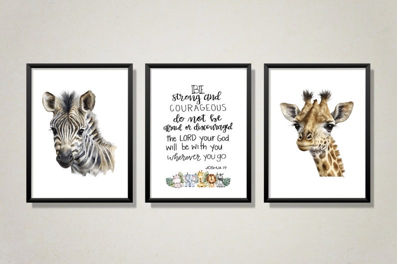 8x10 Safari Animals Nursery Prints Digital Download, Bible Verse Print ...