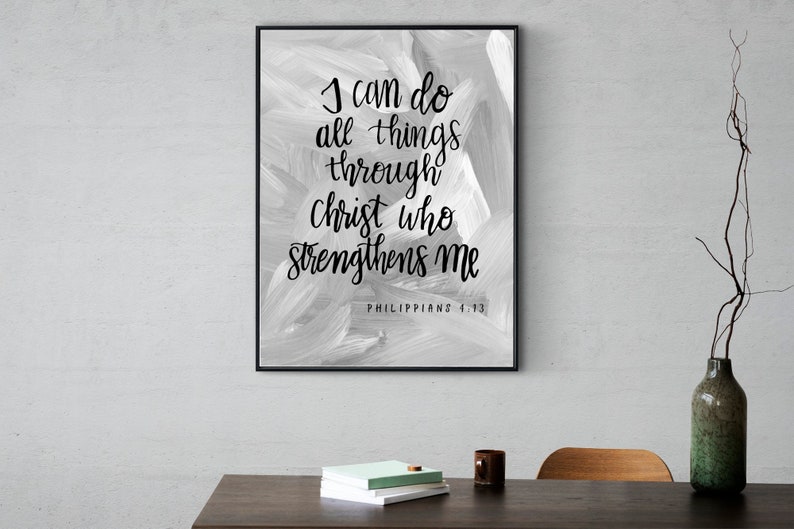 Philippians 4:13 Bible Verse Print, Digital Download, Home Décor ...